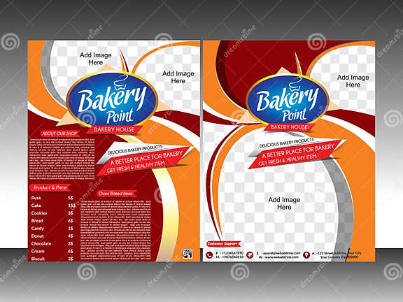 Bakery Shop Flyer Template & Pamplet Stock Vector - Illustration of ...