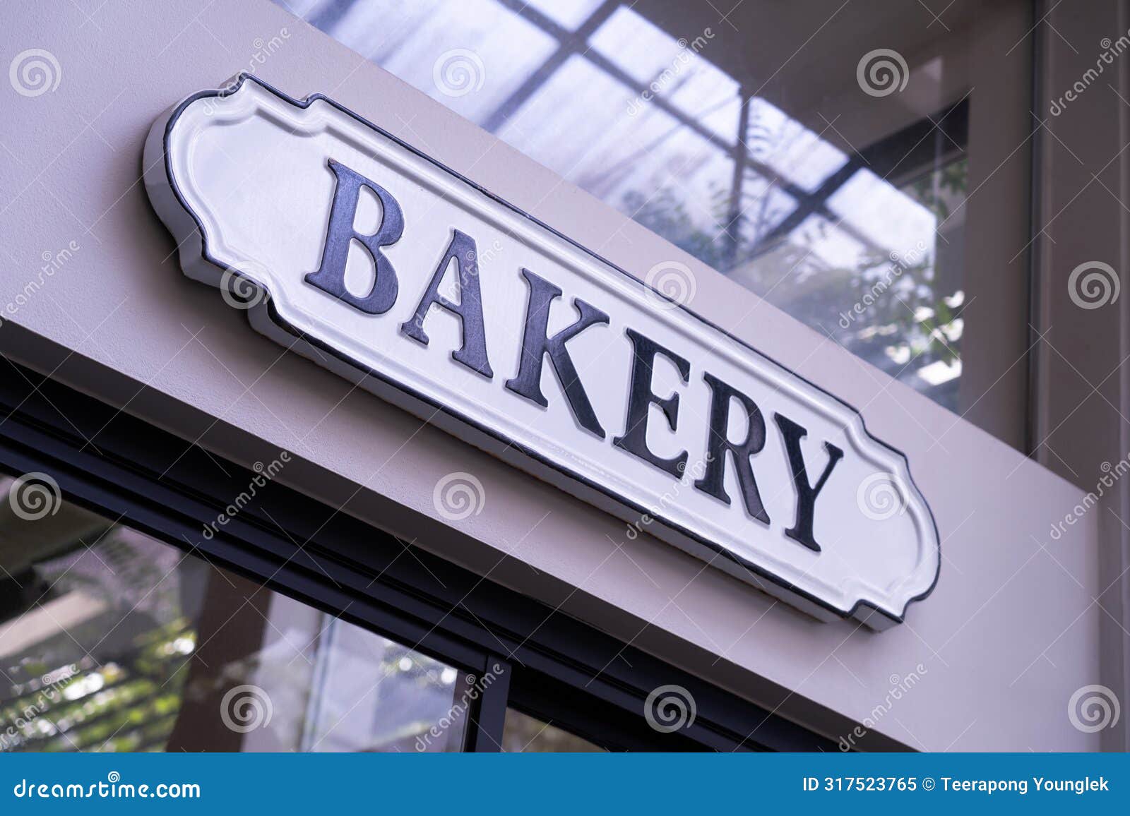 Bakery Shop Sign in Front of the Shop Modern Style Stock Image - Image ...