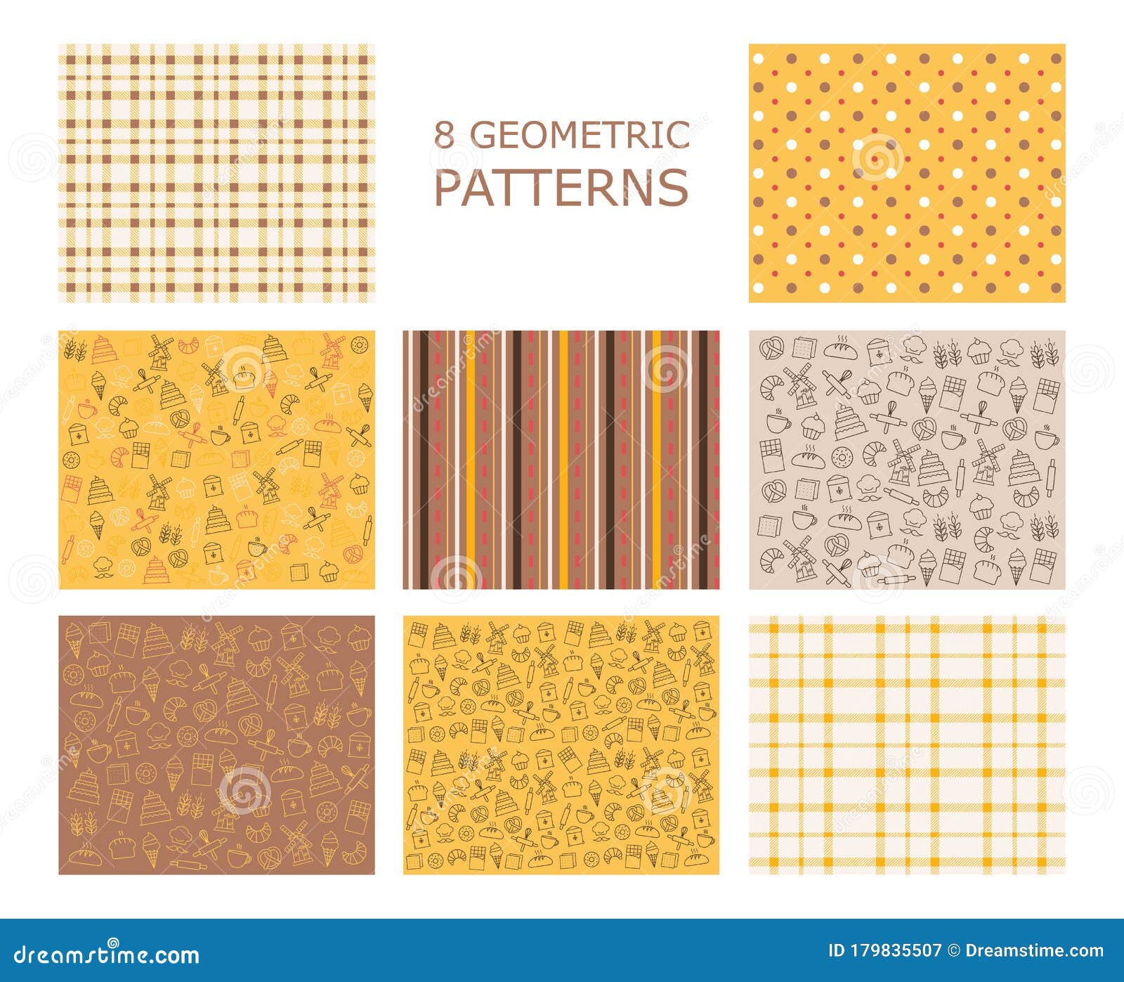 Bakery Shop, Textures Set, Pattern Stock Vector - Illustration of shop ...