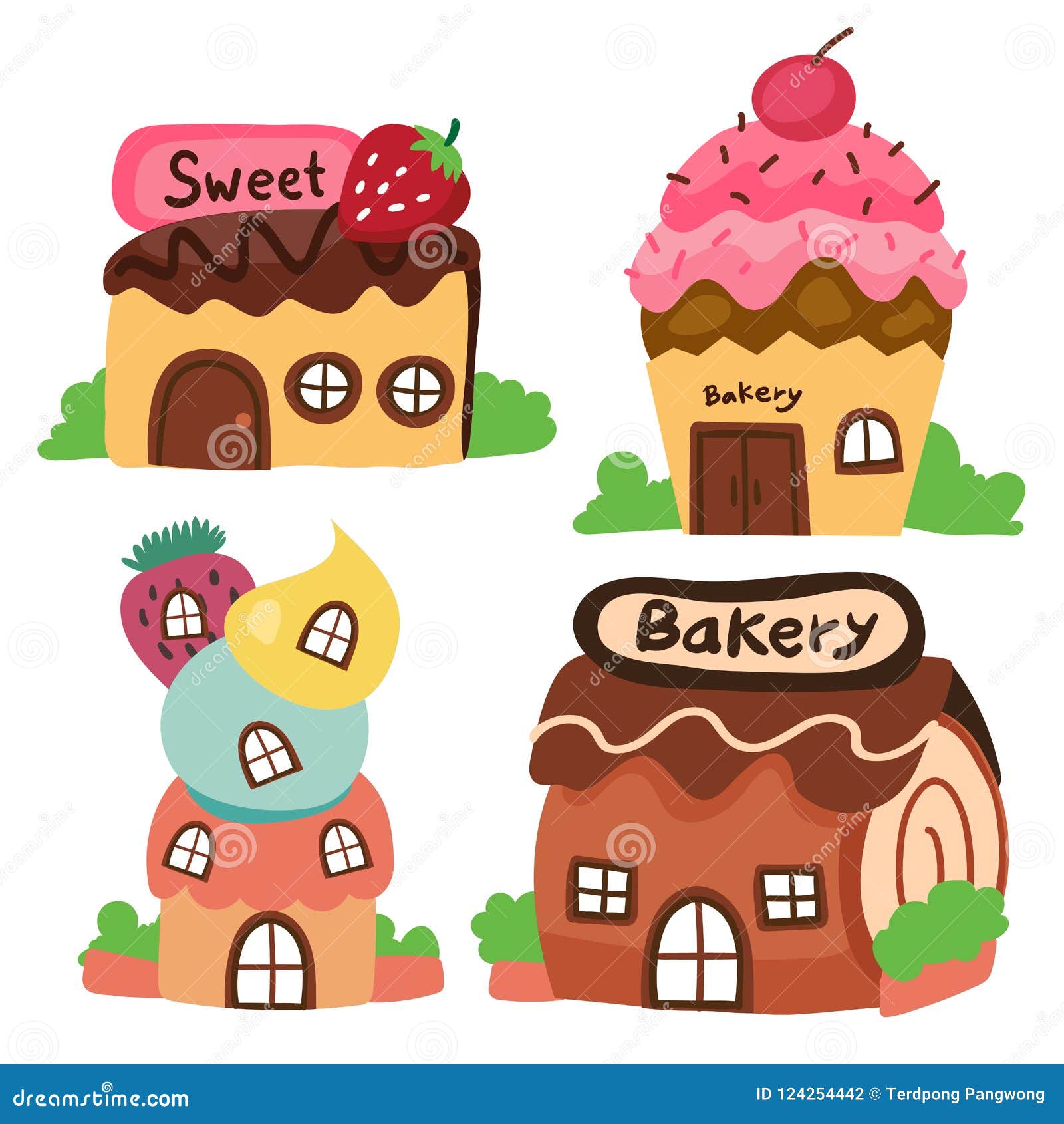 Bakery Shop Vector Collection Design Stock Illustration - Illustration ...