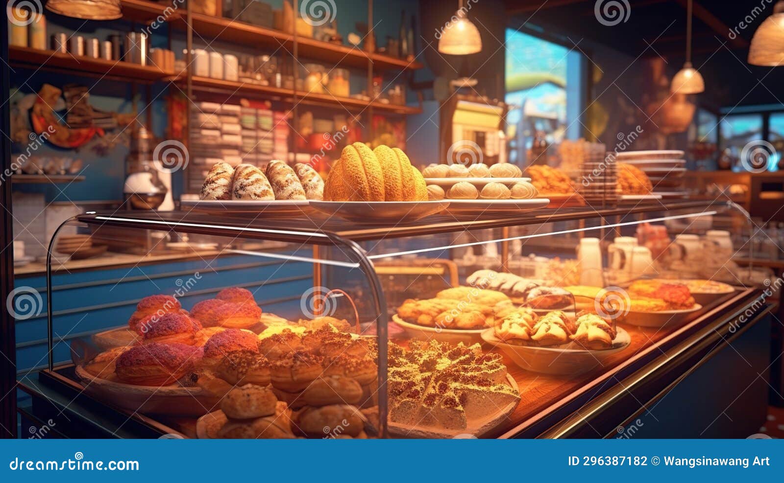Bakery Shop Window with a Variety of Pastries Stock Illustration ...