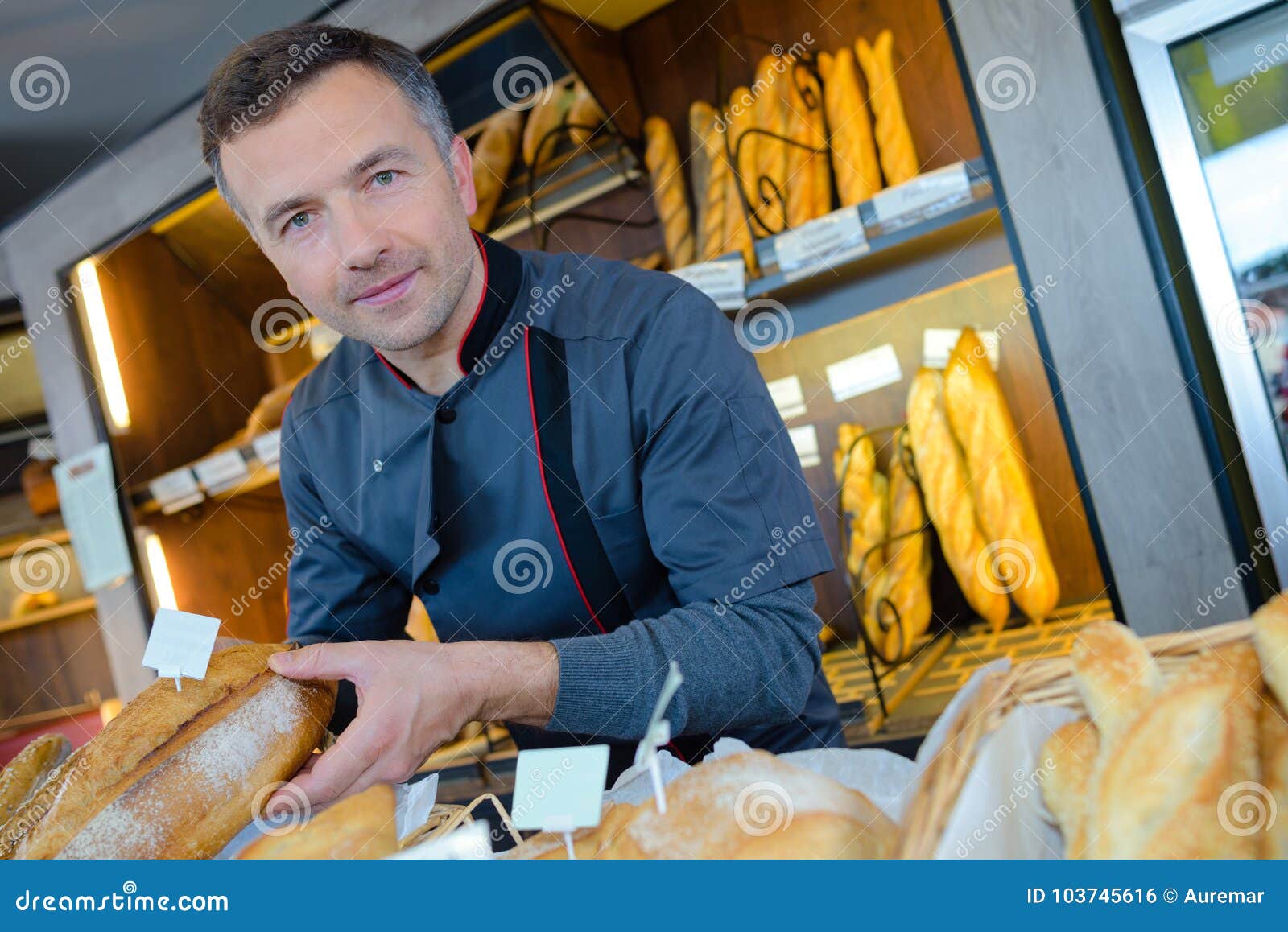 Bakery Shopkeeper Proud Bread Production Stock Photo - Image of bakery ...
