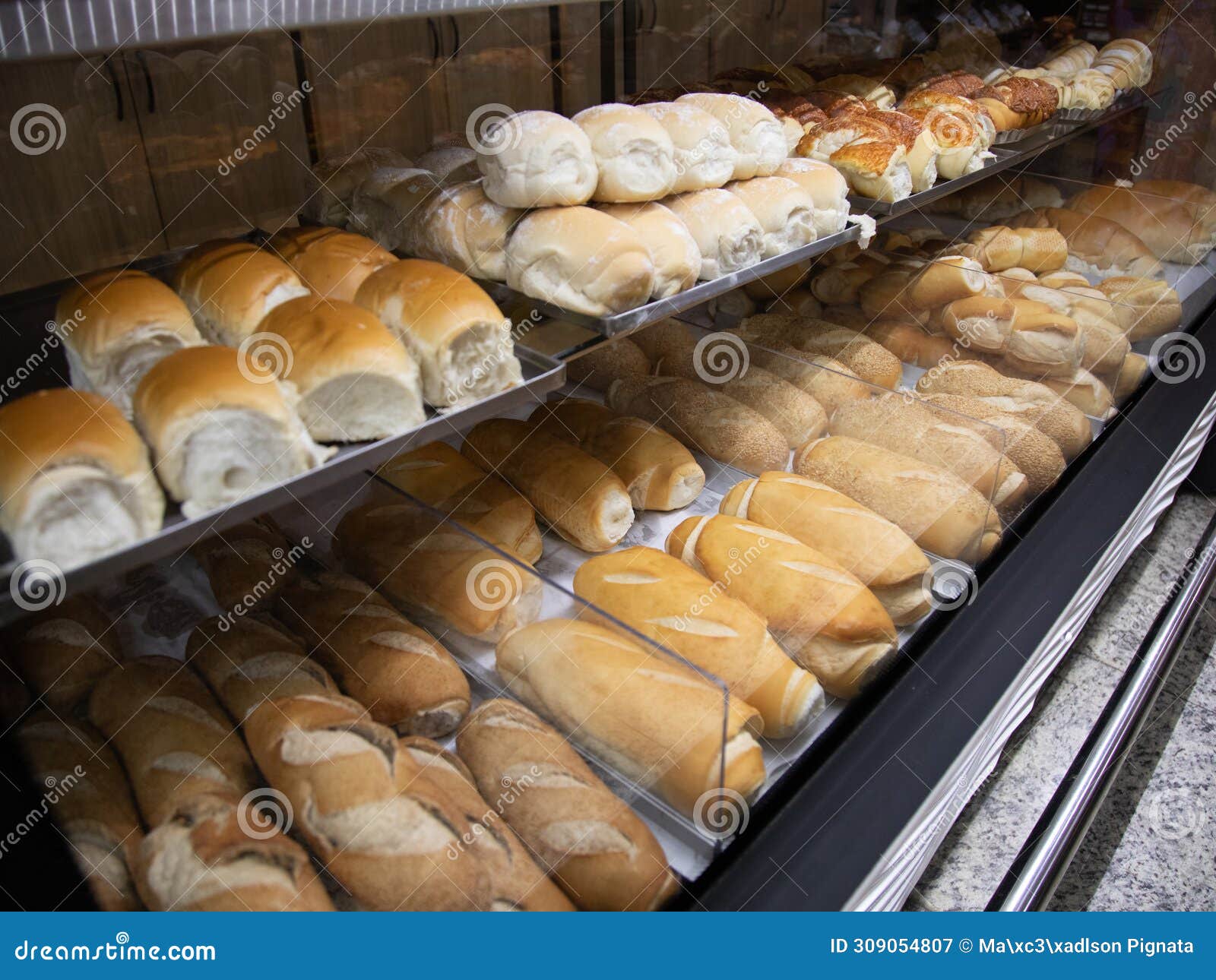 Bakery showcase bread view stock image. Image of bread - 309054807