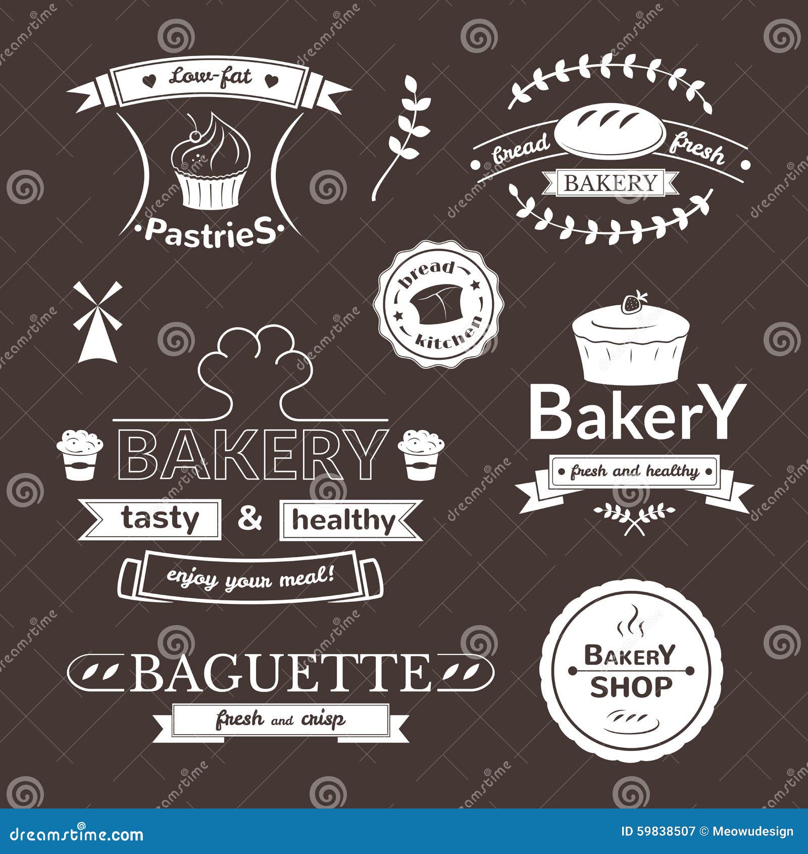 Bakery signs set stock vector. Illustration of border - 59838507