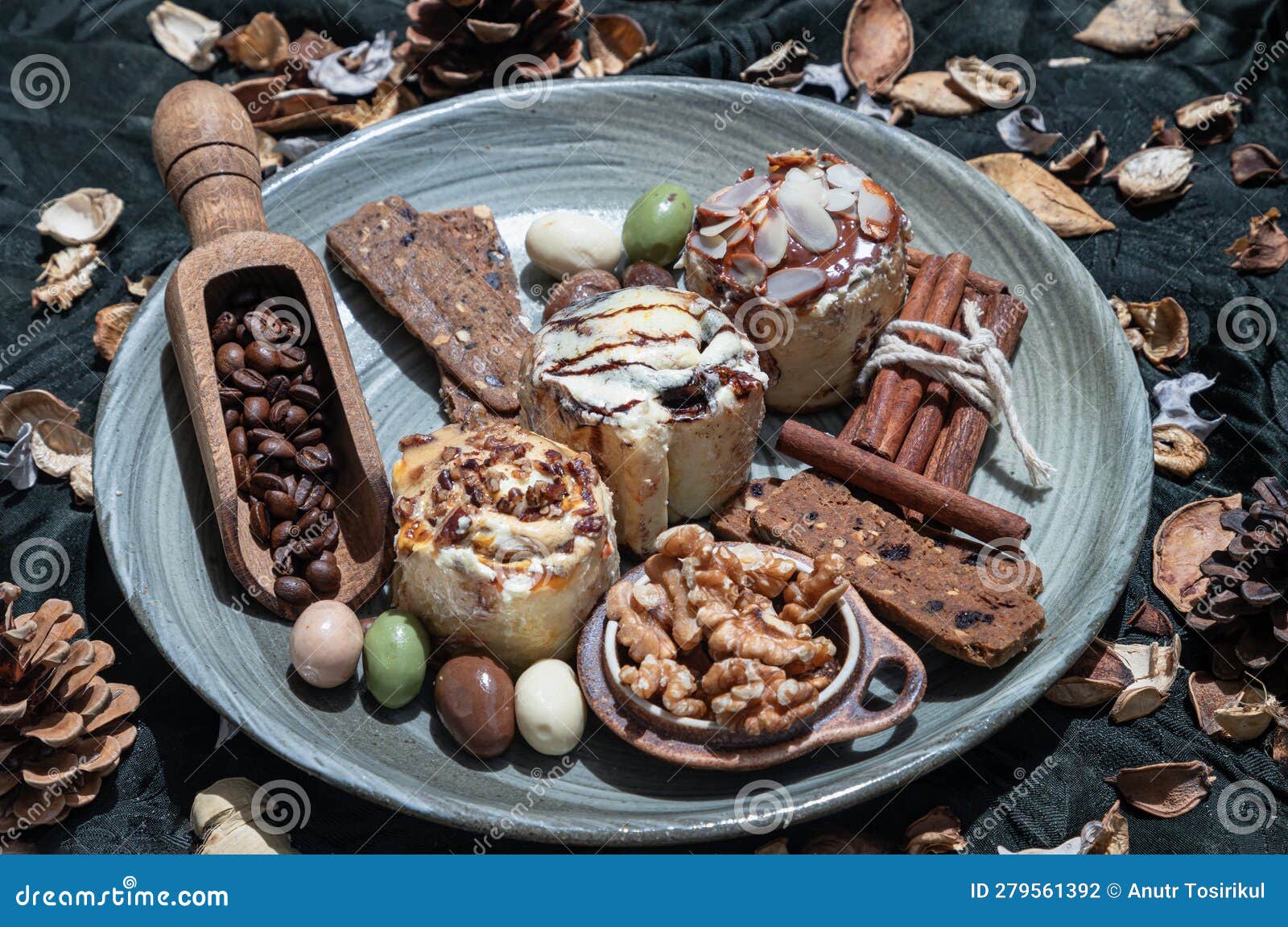 Bakery, Stick Cookies, Walnuts, Roasted Coffee Beans and Colored Eggs ...
