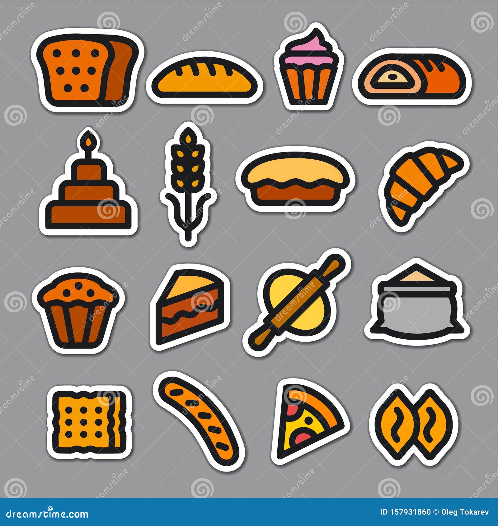 Bakery stickers stock vector. Illustration of bagel - 157931860