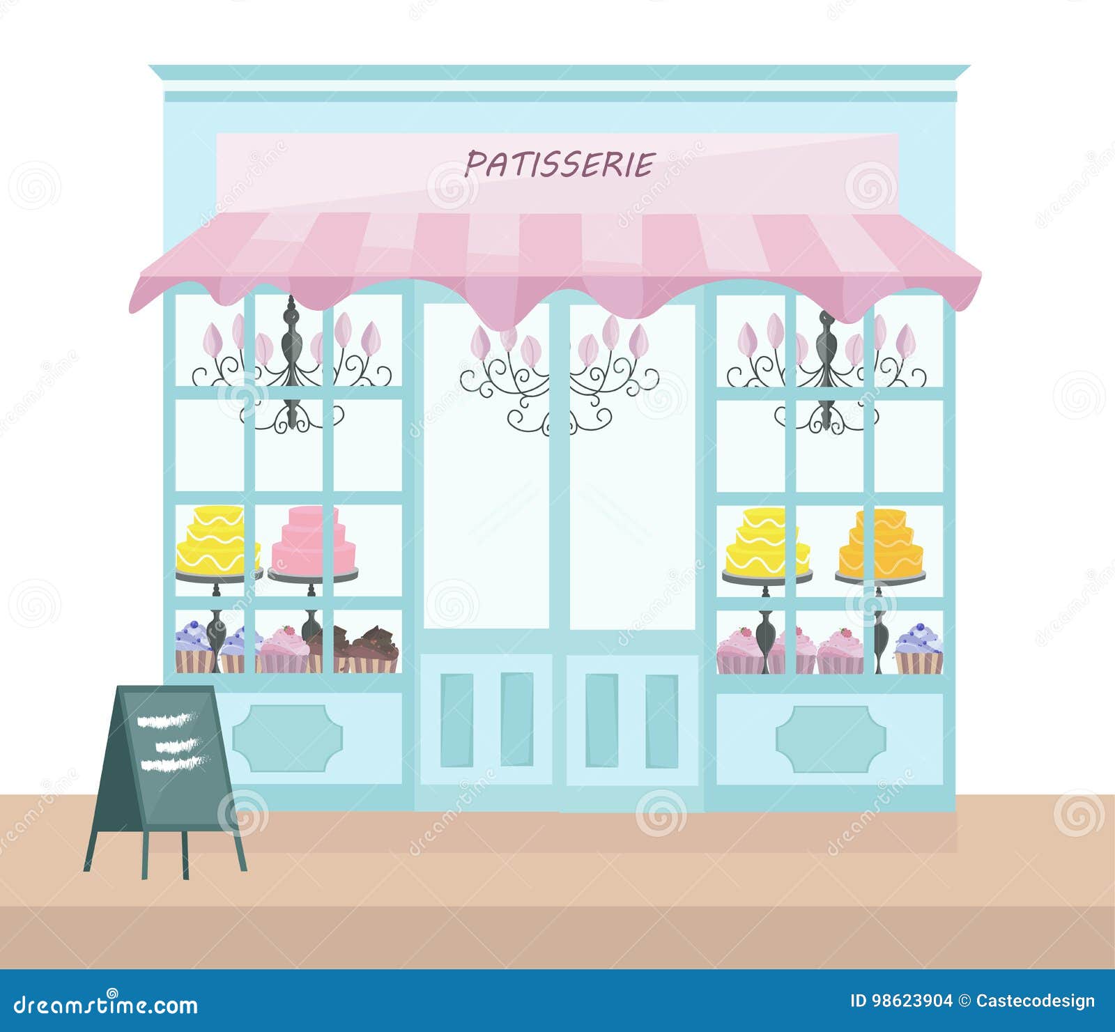 Bakery Store Architectural Facade Vector Illustration Template Stock ...
