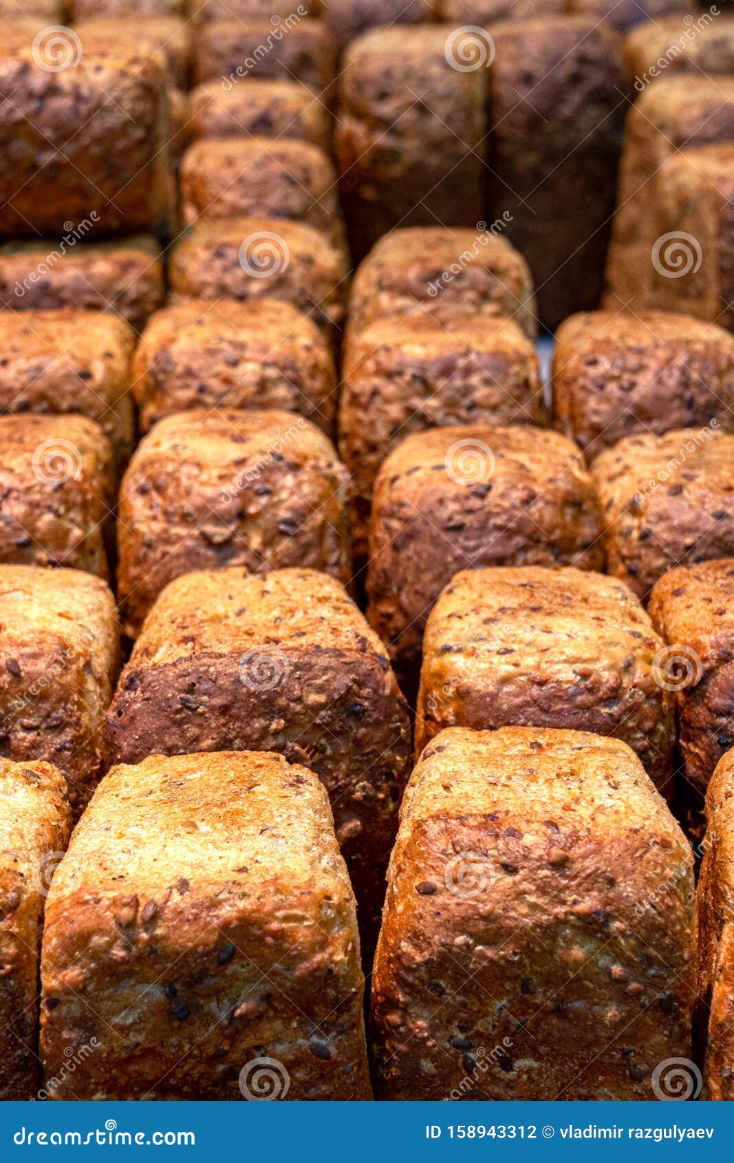 Bakery in the Supermarket. Bread on the Counter in the Store Stock ...