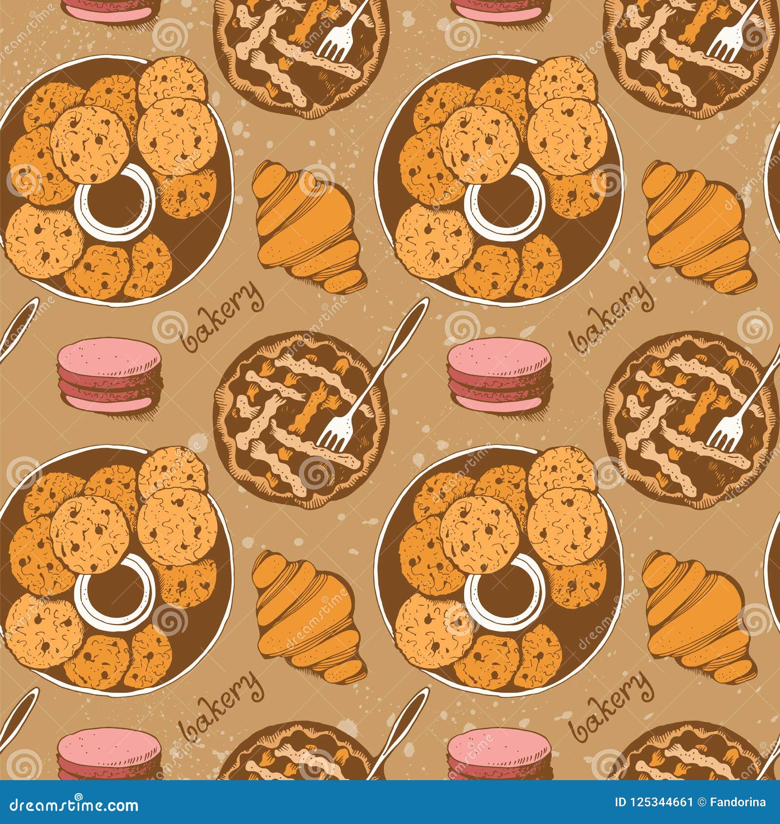 Bakery, Sweet Pastry Vector Seamless Pattern Stock Vector ...