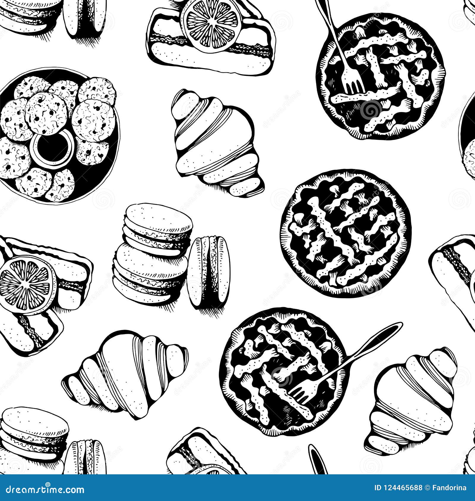 Bakery, Sweet Pastry Vector Seamless Pattern Stock Vector ...