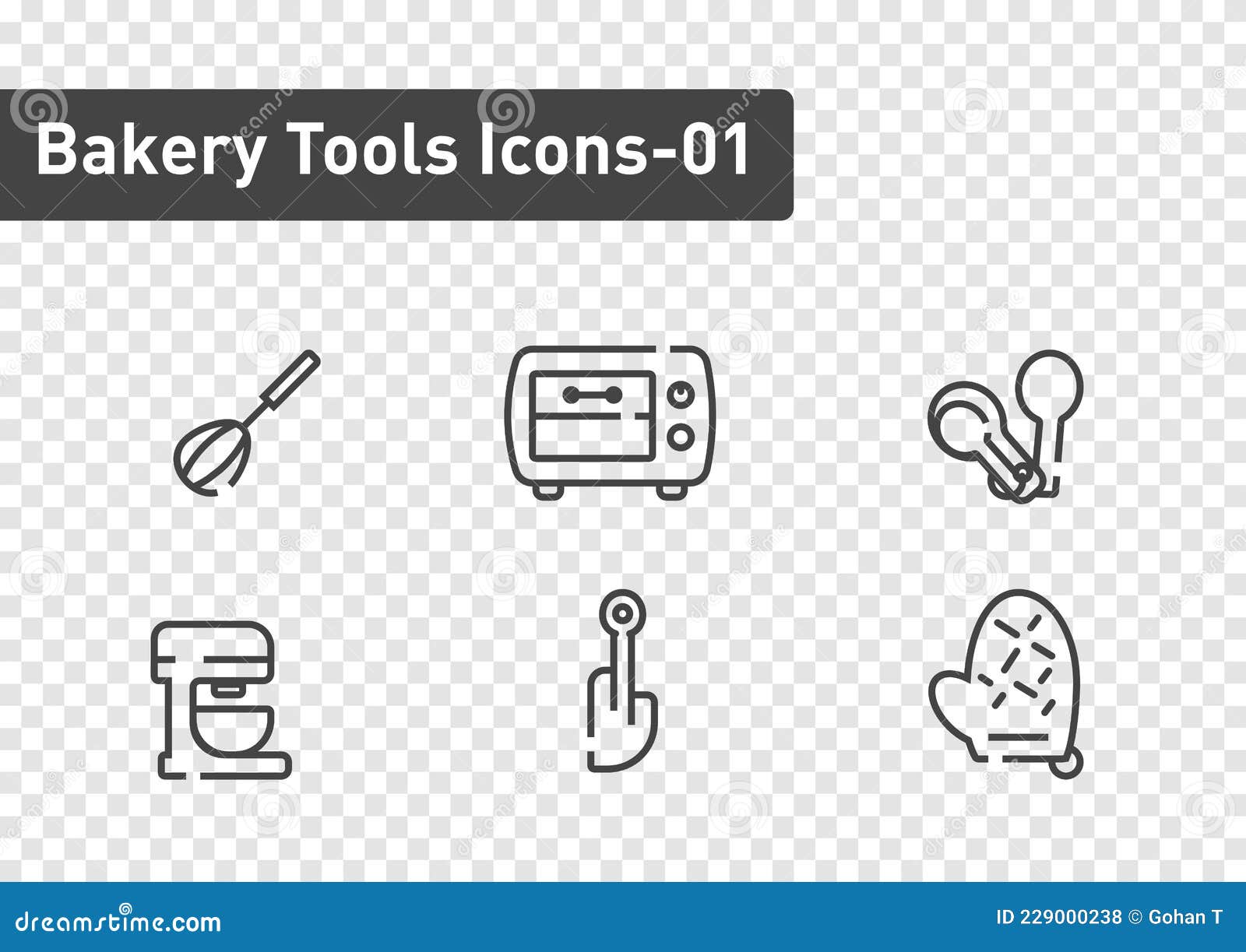 Bakery Tool Outline Icon Set Isolated on Transparency Background Ep01 ...