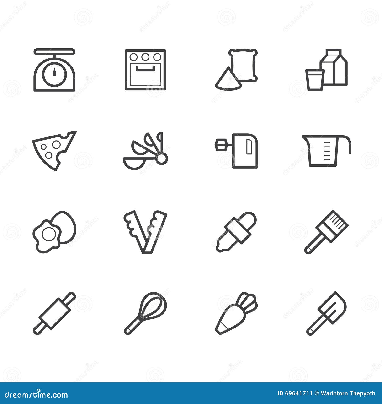 Bakery Tools Black Icon Set on White Background Stock Illustration ...