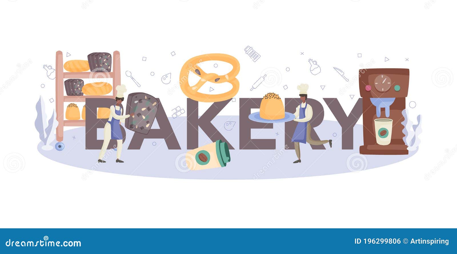 Bakery Typographic Header. Chef in the Uniform Baking Bread Stock ...