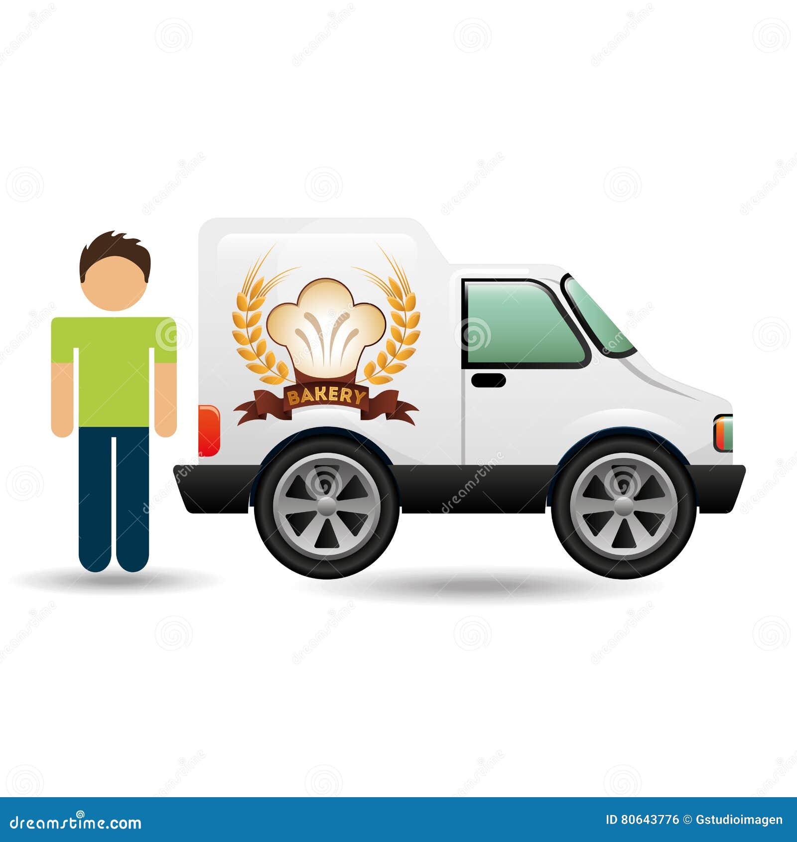 Bakery Van and Character Man Icon Stock Vector - Illustration of coffee ...
