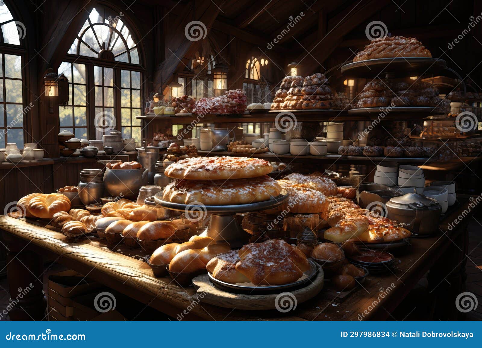 Bakery with Variety of Bread and Cakes Stock Photo - Image of ...