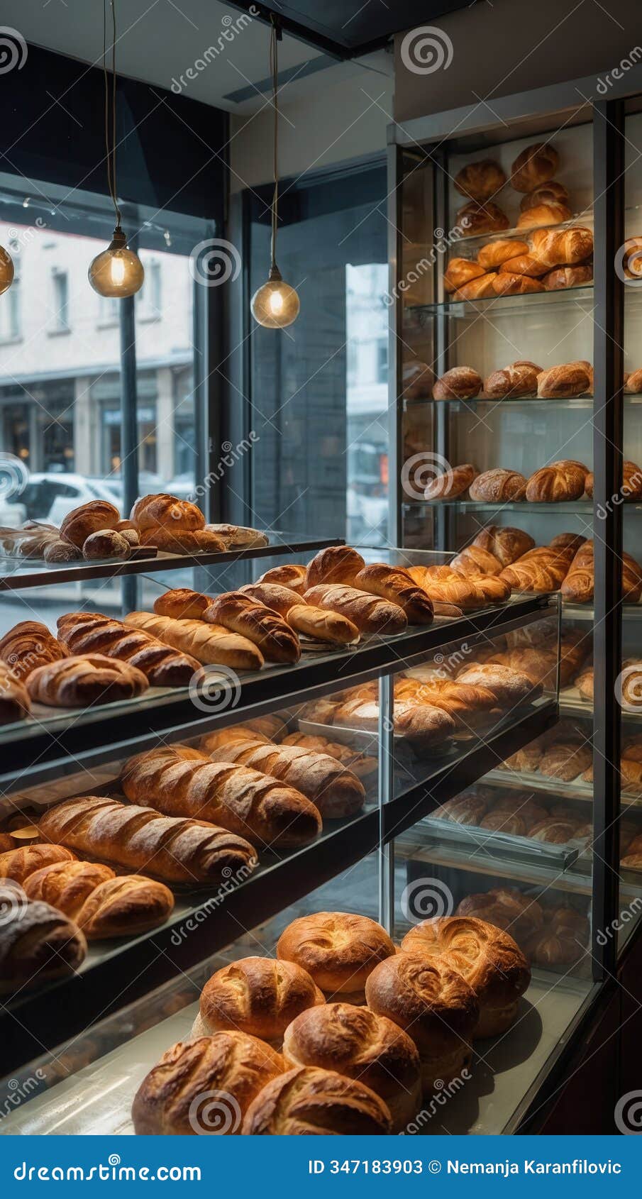 A Bakery with a Variety of Breads on Display Stock Illustration ...
