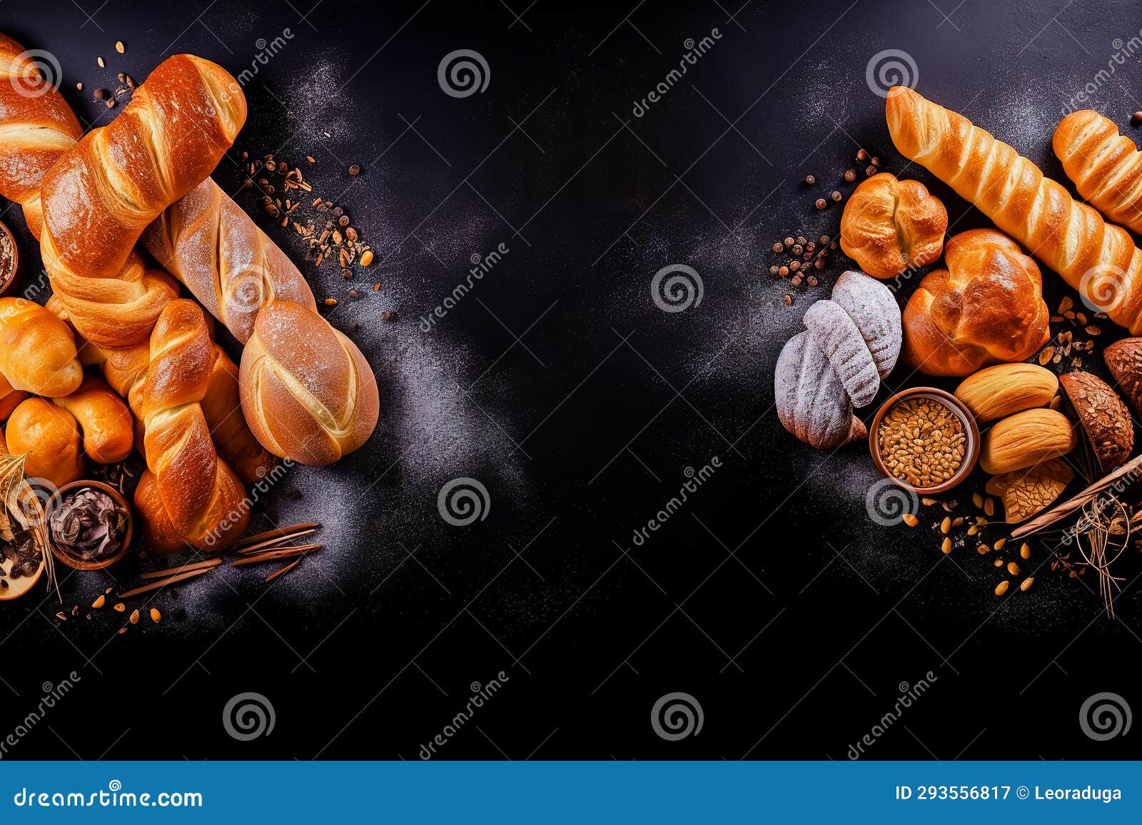 Bakery - Various Kinds of Breadstuff with Copy Space. Top View Stock ...