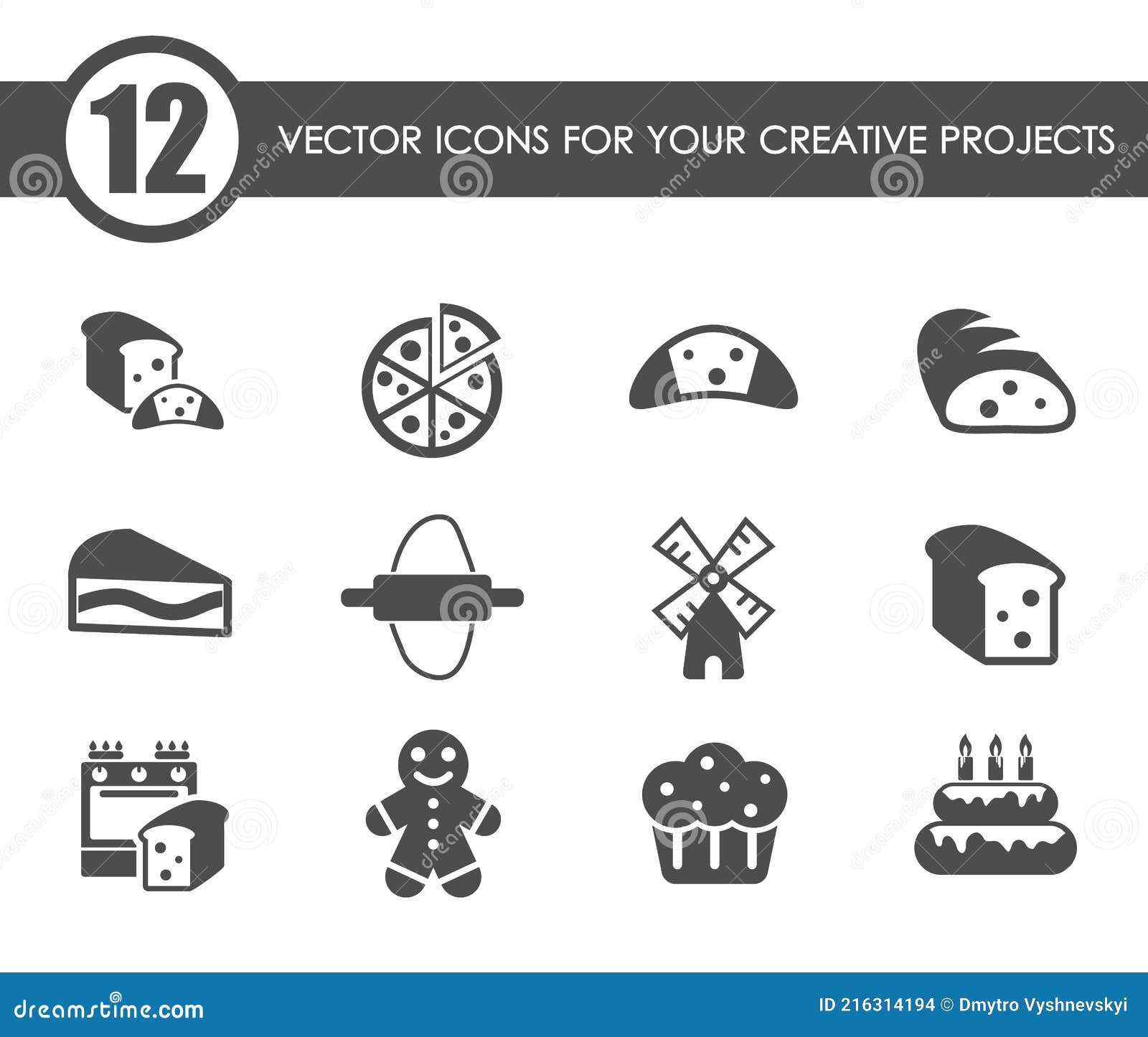 Bakery vector icons stock vector. Illustration of mill - 216314194