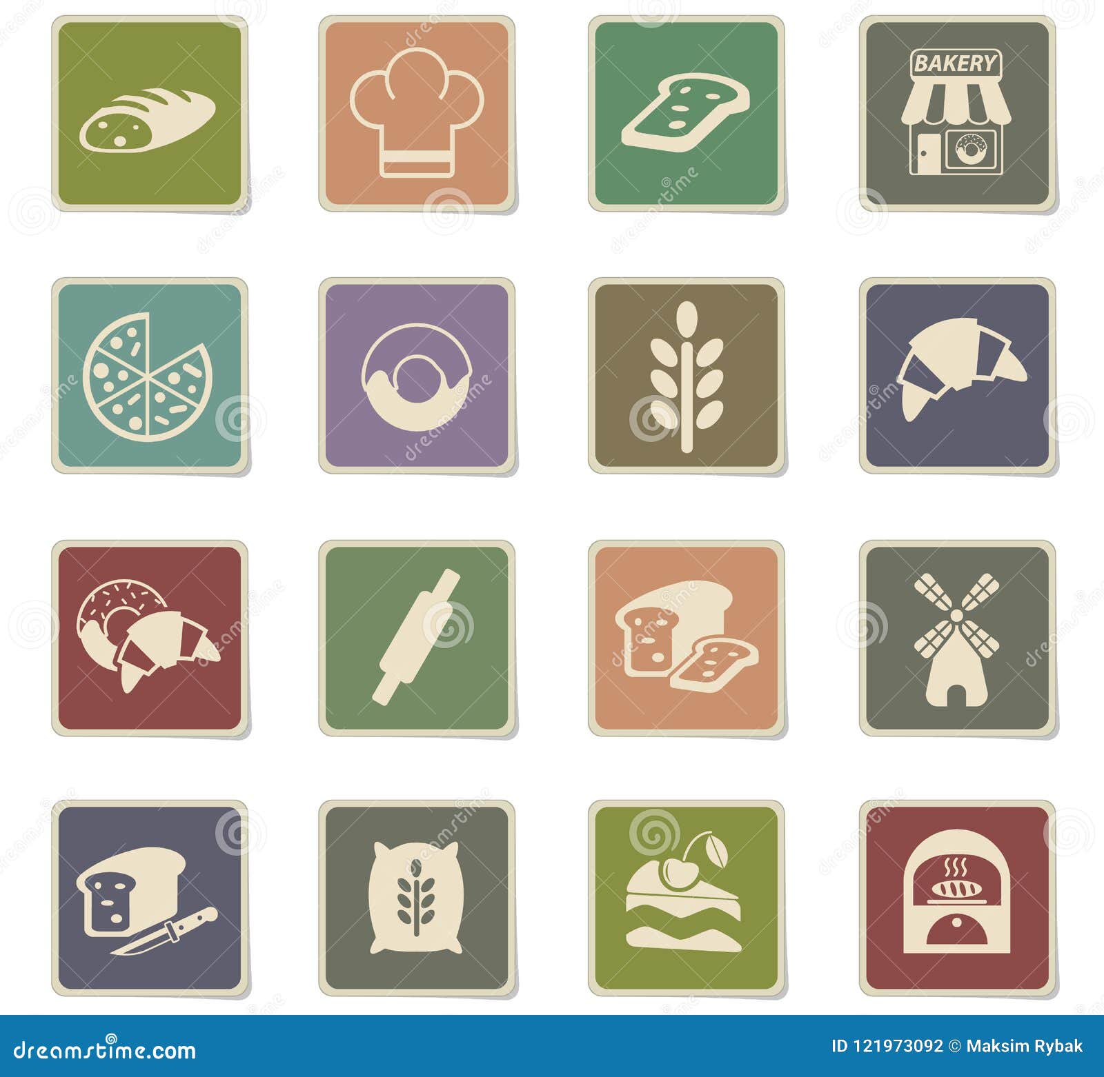 Bakery icon set stock vector. Illustration of pizza - 121973092