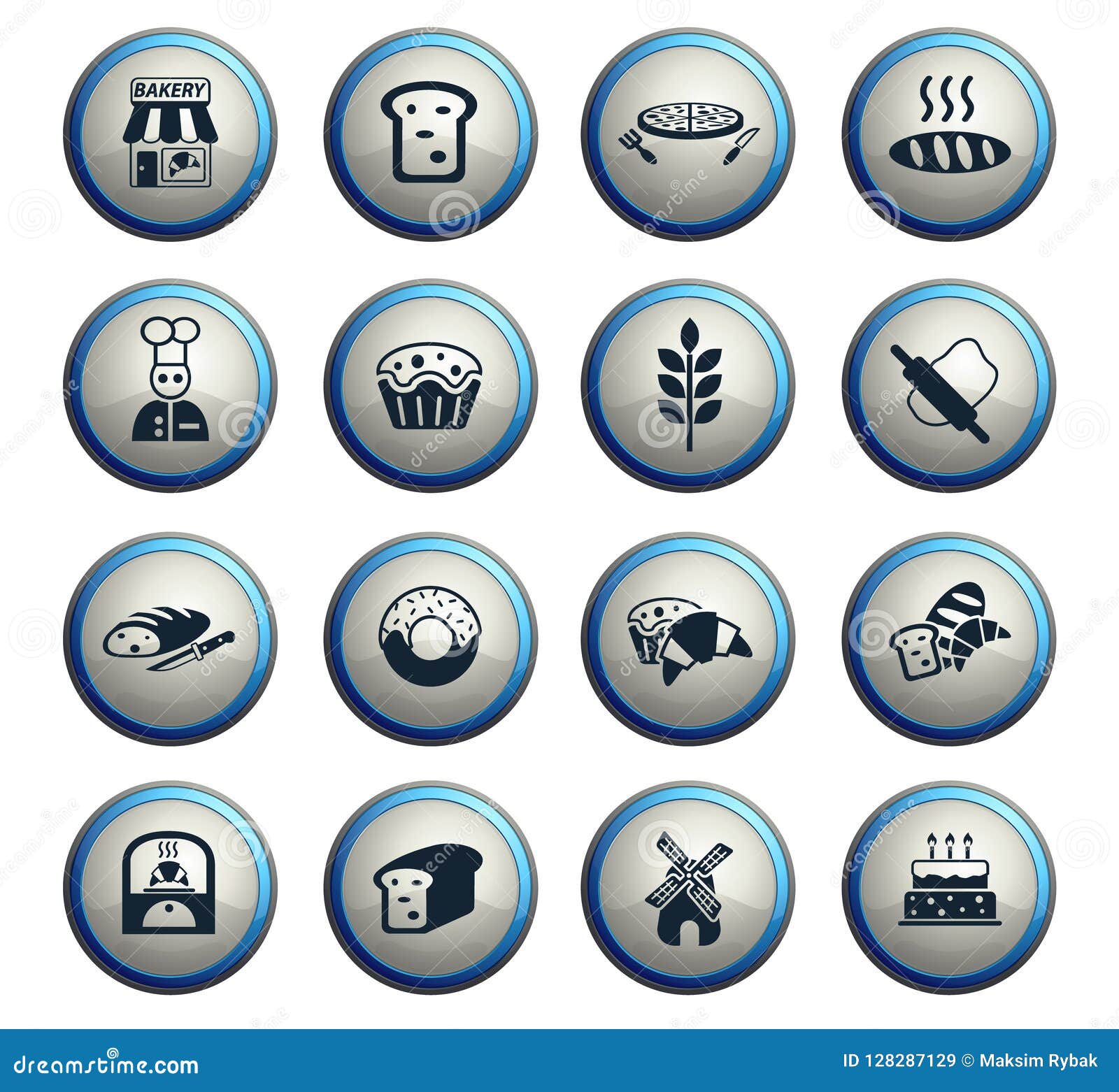 Bakery icon set stock vector. Illustration of bakery - 128287129