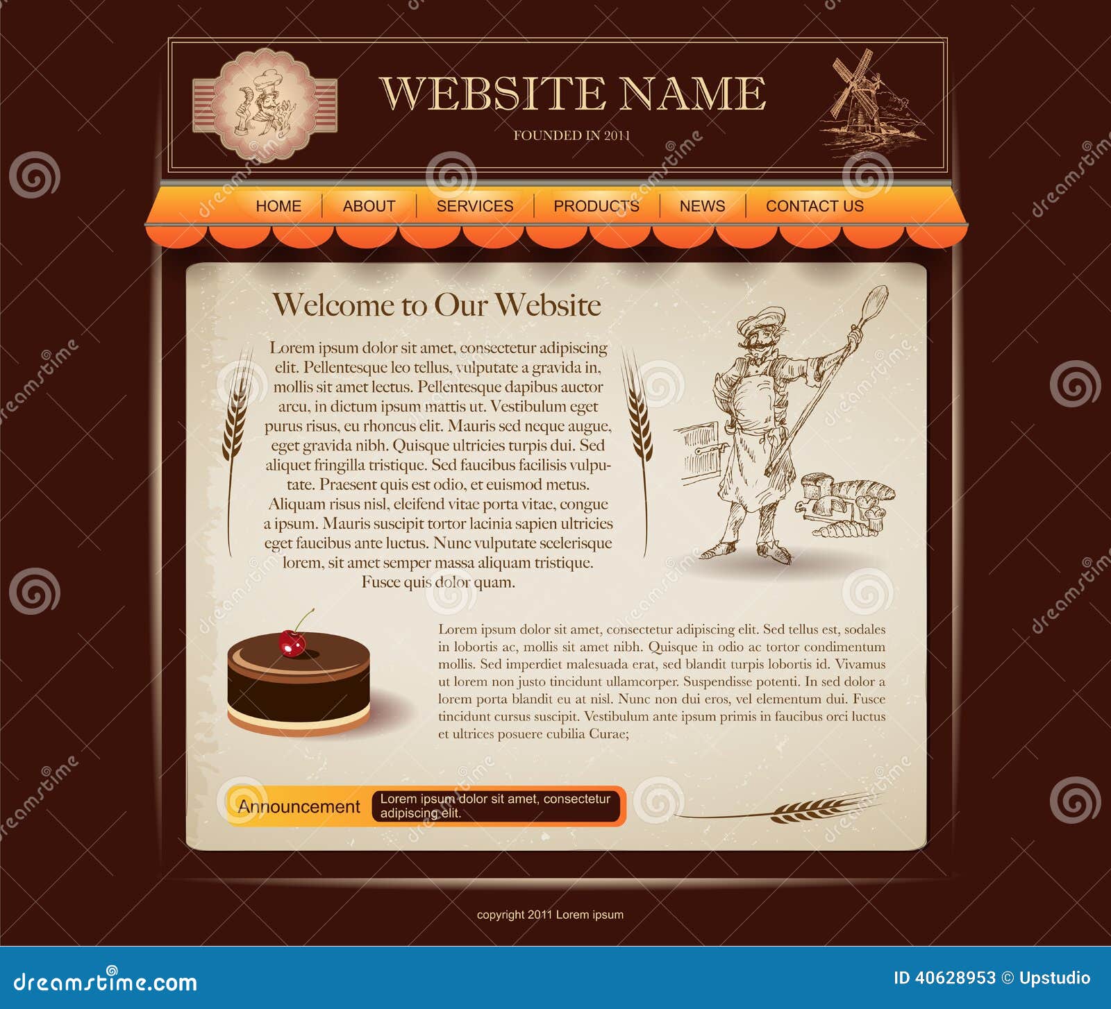 Bakery website template stock vector. Illustration of baked - 40628953