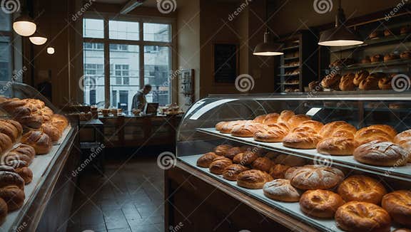A Bakery with a Window Display of Bread Stock Illustration ...