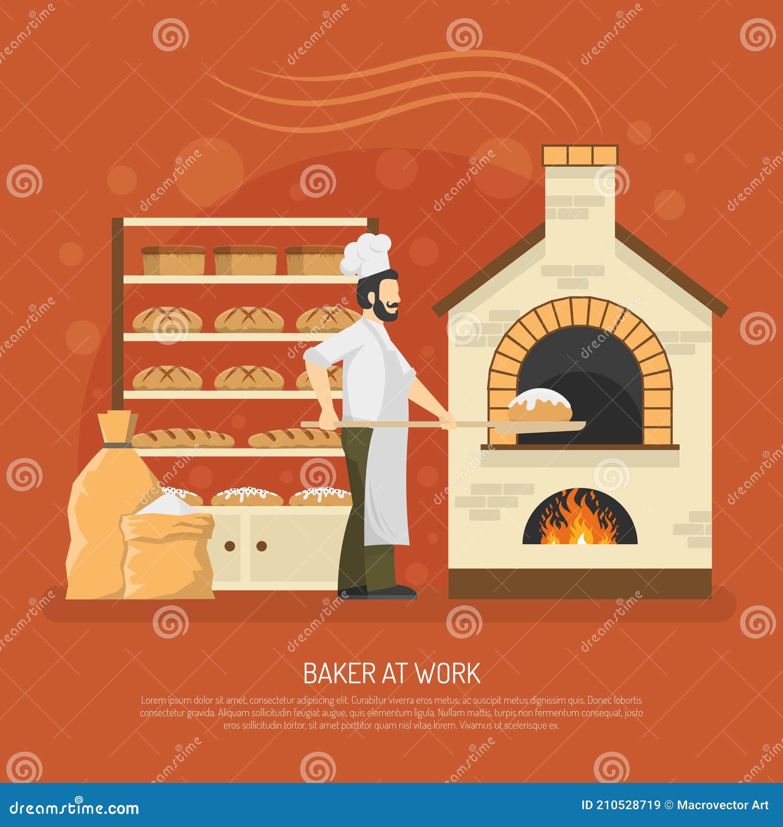 Bakery Work Illustration stock vector. Illustration of cook - 210528719