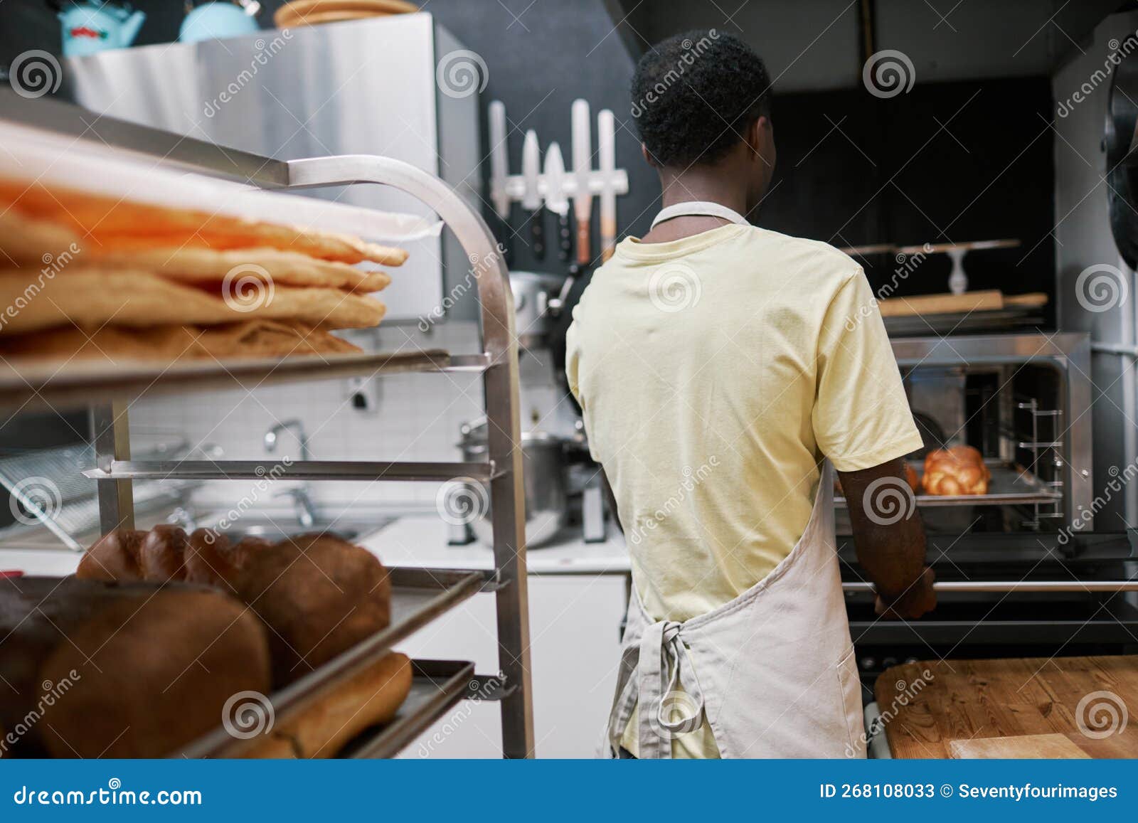 Bakery Worker Making Bread stock image. Image of crust - 268108033