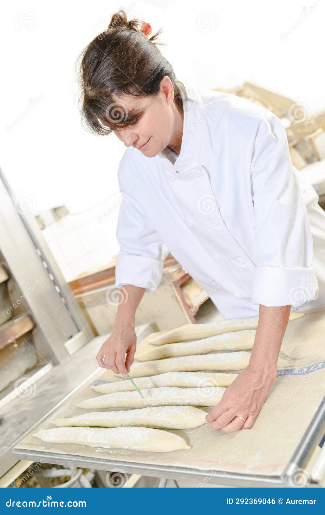 Bakery Worker Scoring Bread Stock Photo - Image of preparing, baker ...
