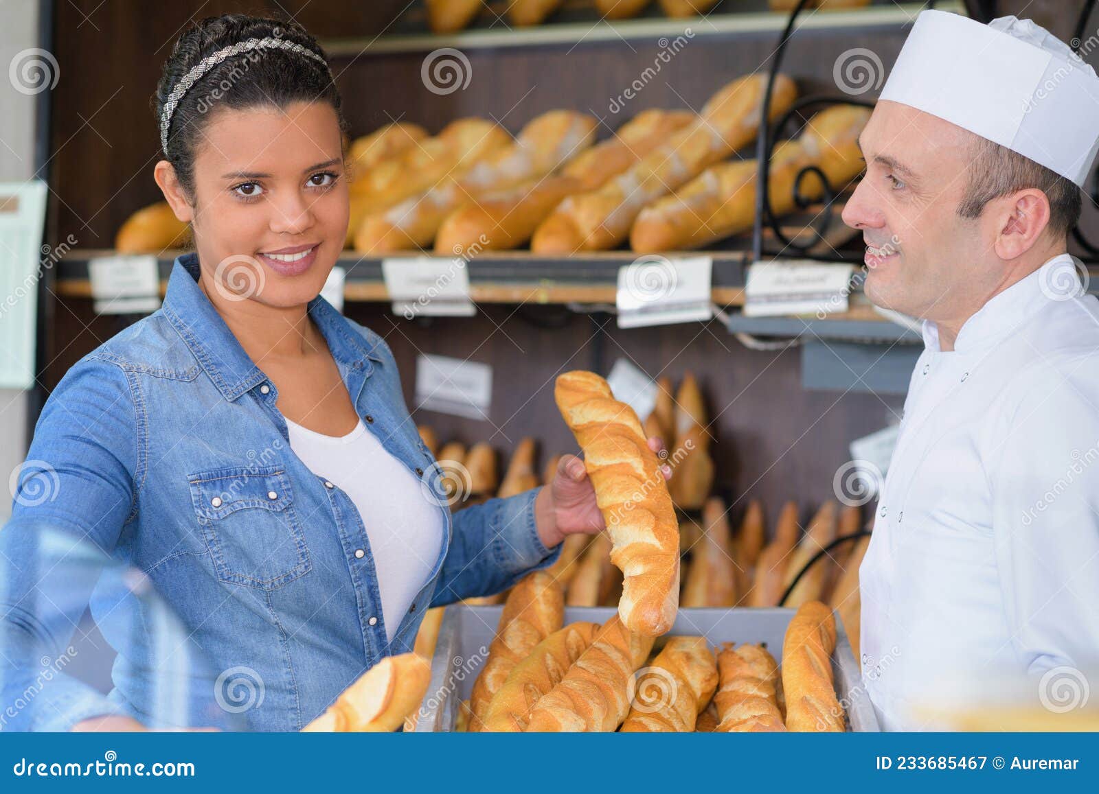 Bakery Worker Smiling Happily Stock Image - Image of consumer, interior ...