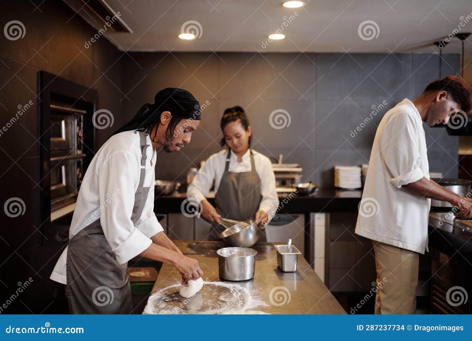 Bakery Workers Making Dough Stock Photo - Image of food, kitchen: 287237734