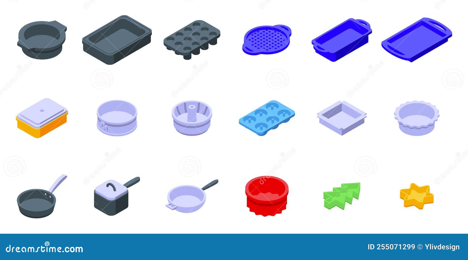 Bakeware Icons Set Isometric Vector. Mould Silicon Stock Vector - Illustration of mould, food ...