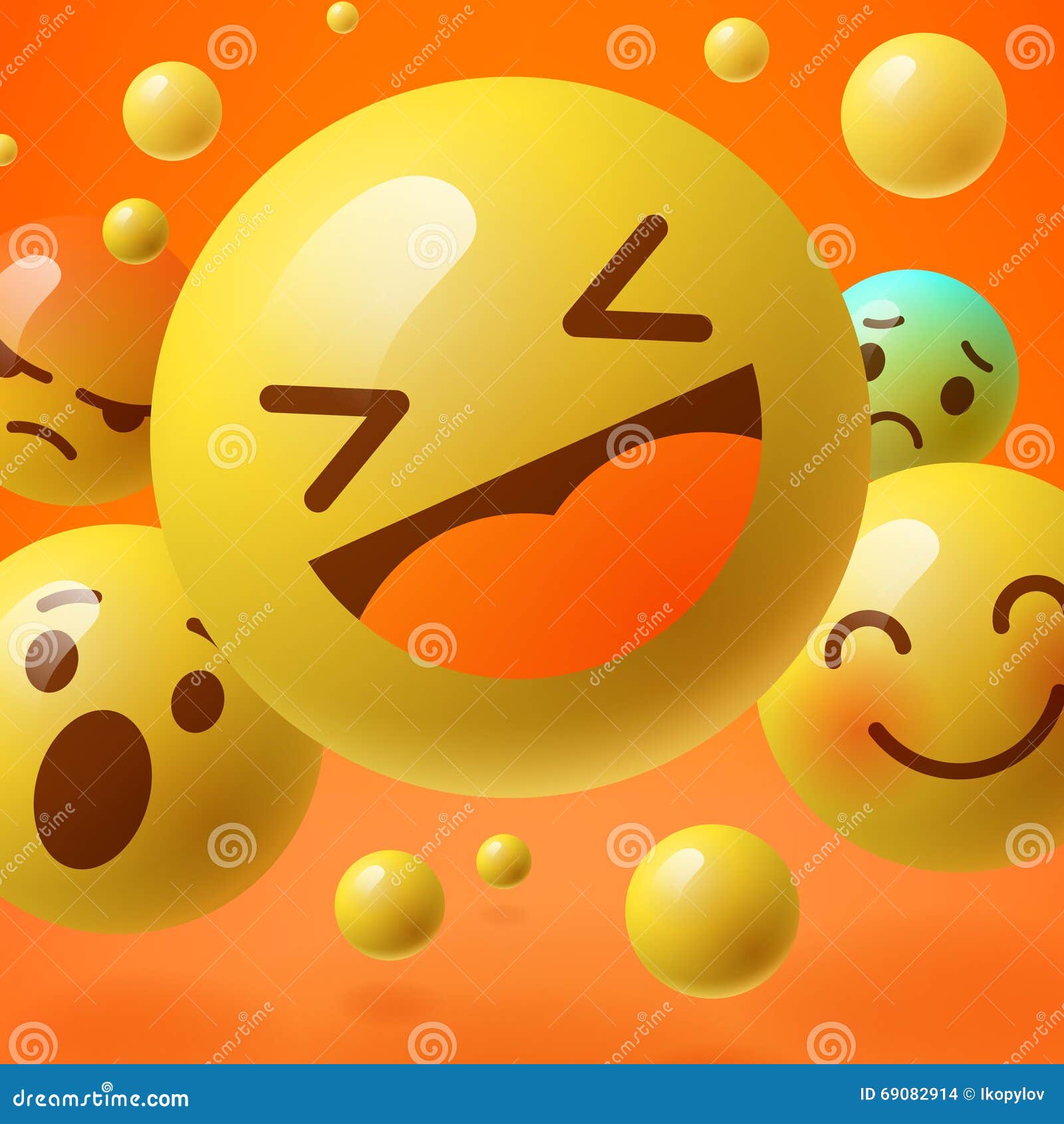 Bakgrund Med Gruppen Av Smileyemoticons Vektor Illustrationer ...