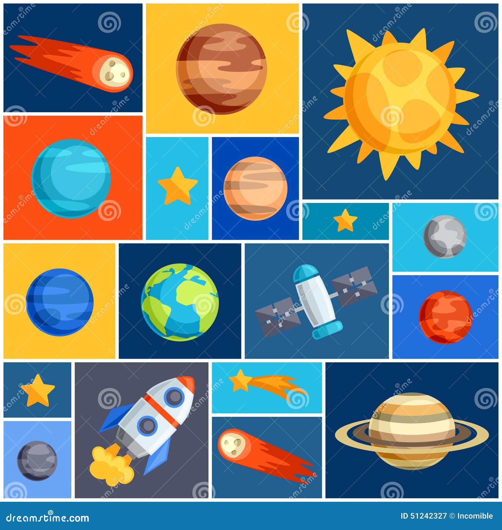 Bakgrund Med Solsystemet, Planeter Och Vektor Illustrationer ...