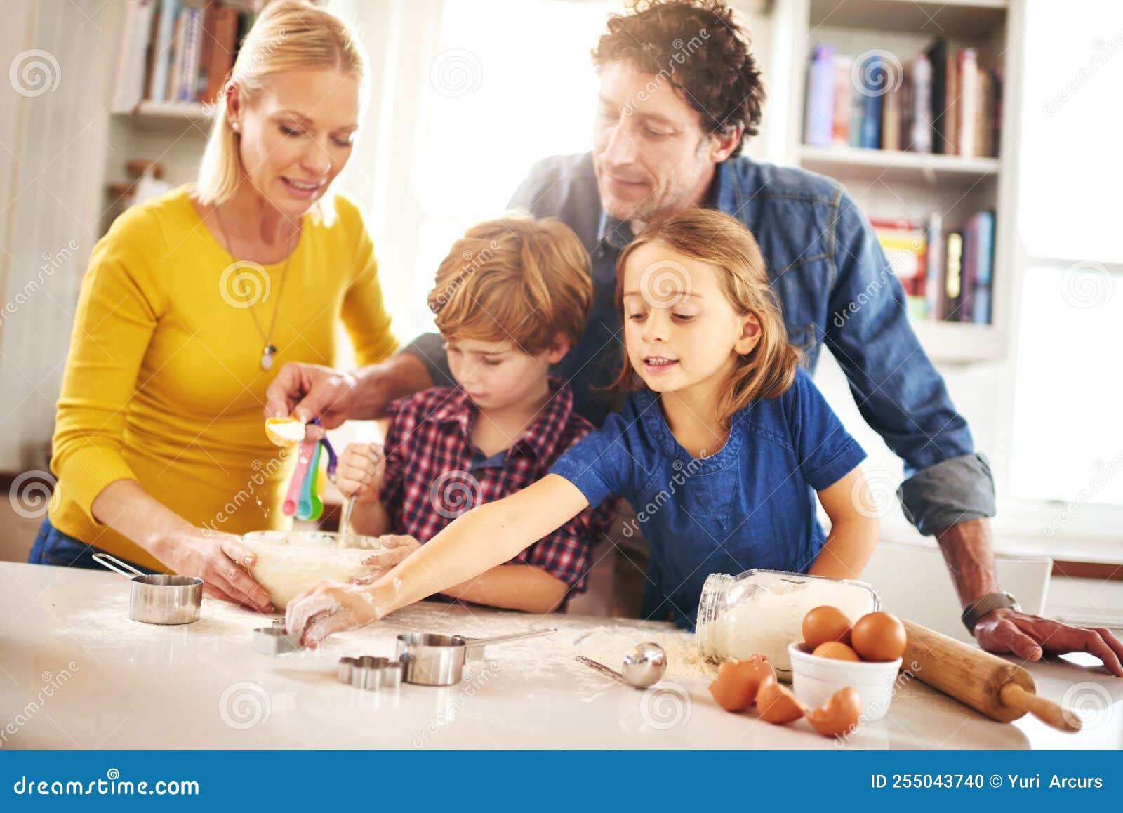Baking As a Team. a Family Baking Together at Home. Stock Photo - Image ...