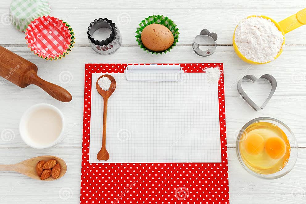 Baking Background with Note Paper Stock Image - Image of ingredients ...