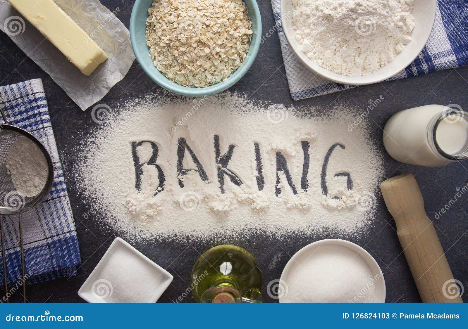 Baking Background of Various Ingredients and Baking Written in the ...
