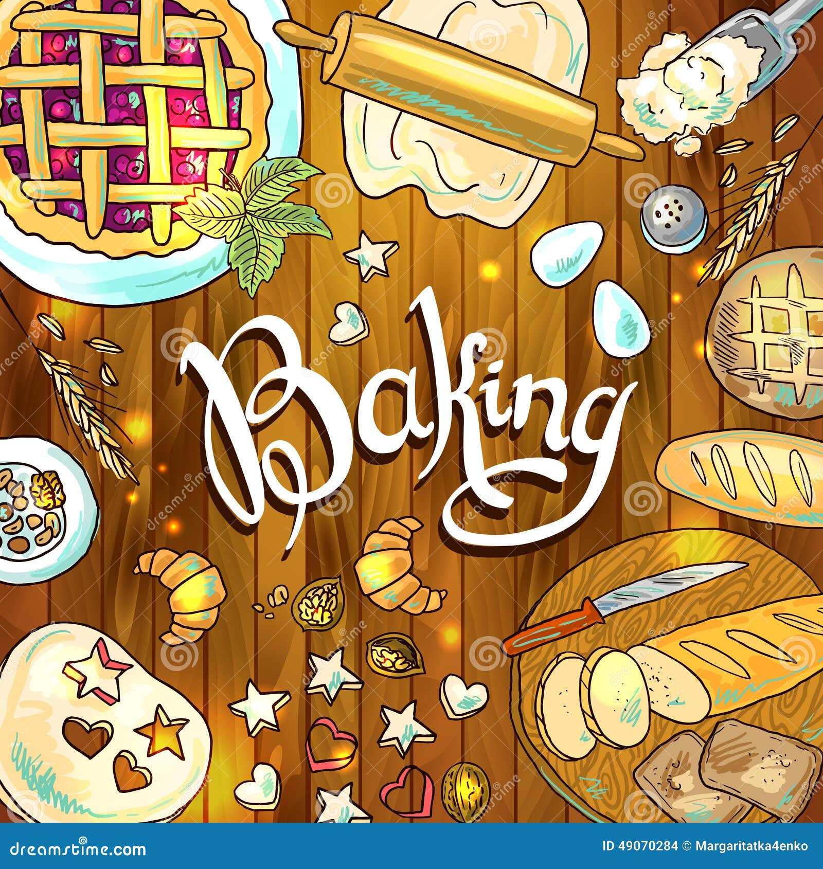 Baking Beautiful Hand-draw Illustration Stock Vector - Illustration of ...