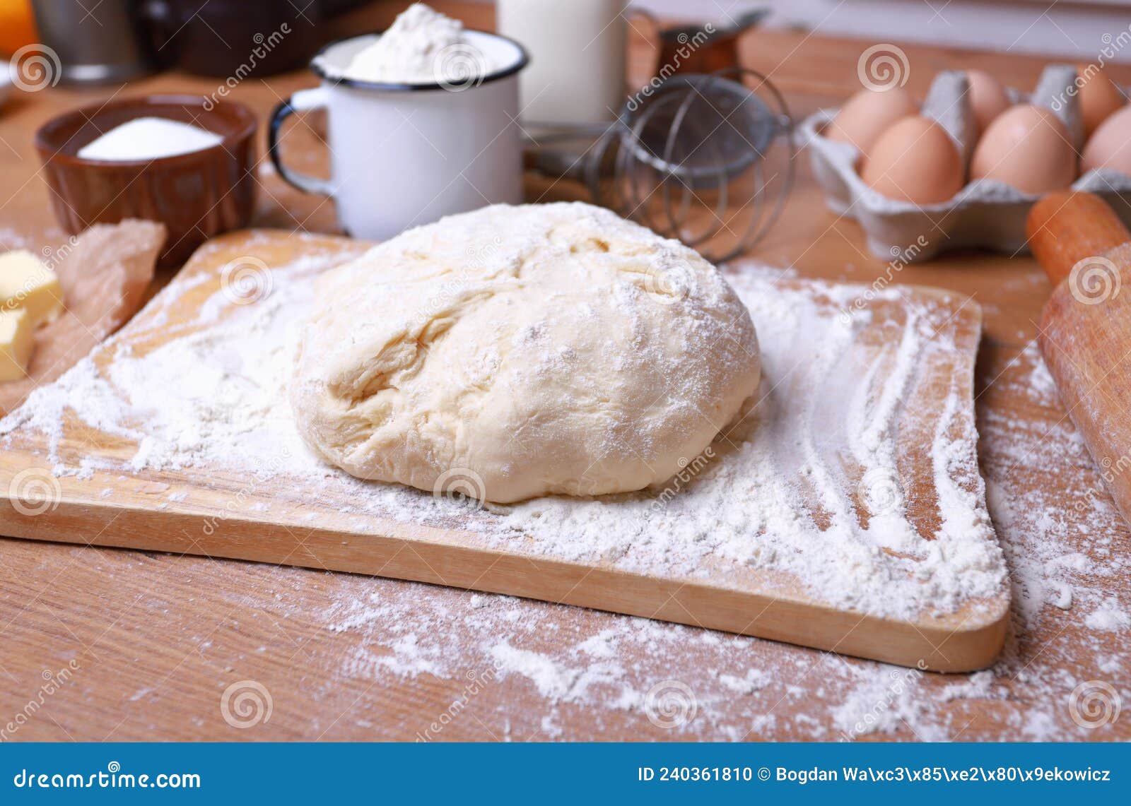 Baking bread ingredients stock photo. Image of chef - 240361810