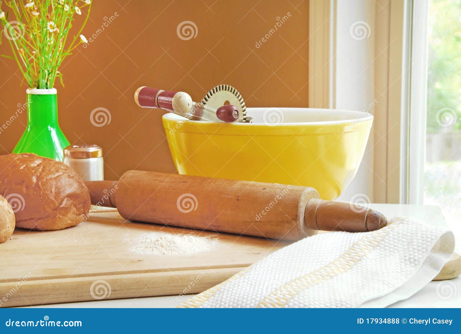 Baking bread in kitchen stock photo. Image of wooden - 17934888