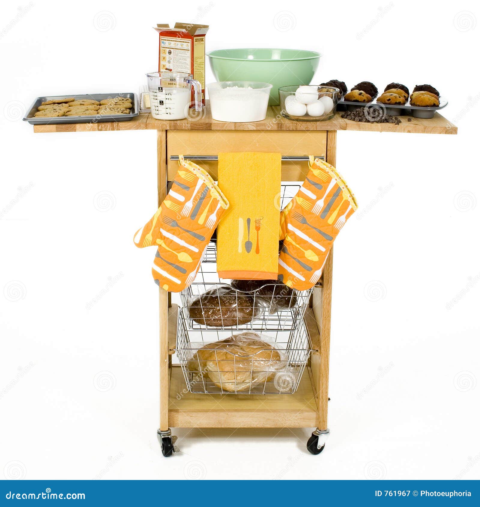 Baking Cart stock image. Image of bowl, cook, cart, kitchen - 761967