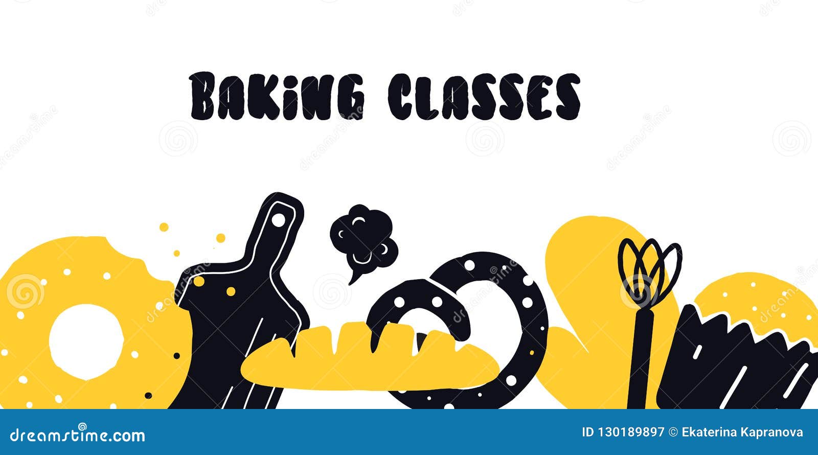 Baking Classes. Banner. Illustration of Bakery and Cooking Utensils ...