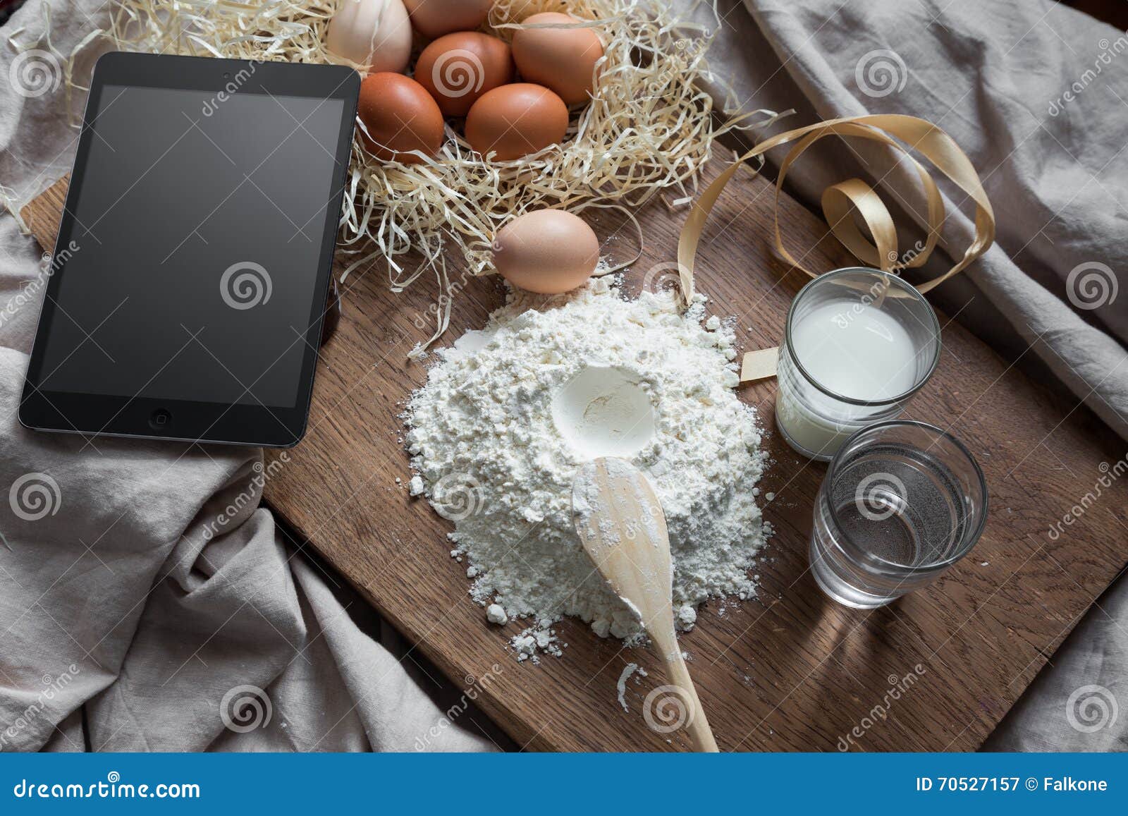 Baking and Cooking with Digital Tablet Stock Image - Image of recipe ...