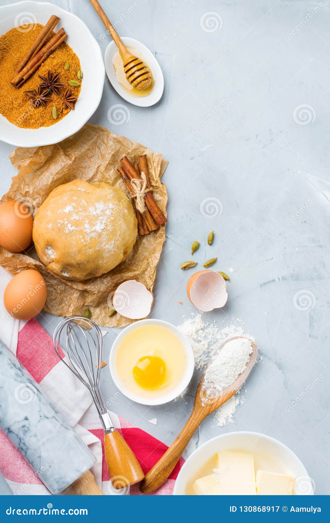 Baking Cooking Ingredients on a Kitchen Table Stock Image - Image of ...