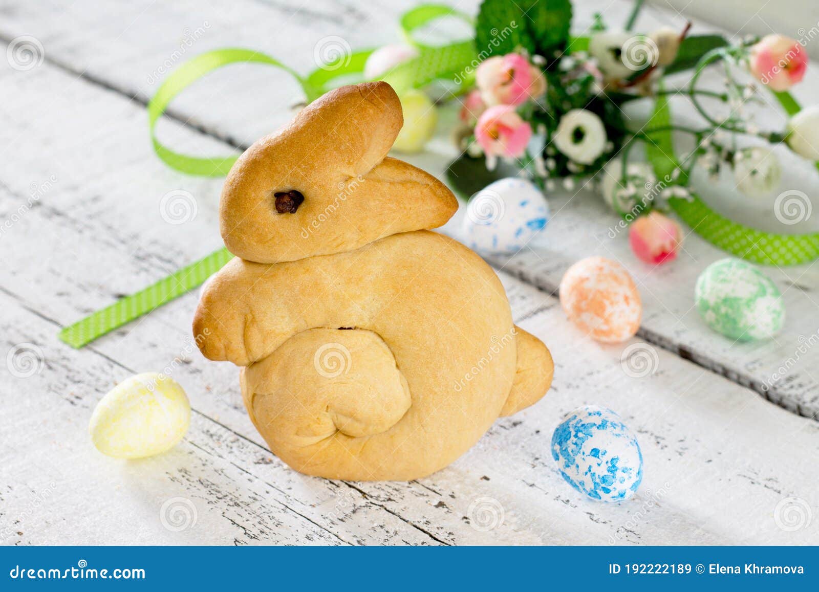 Baking Easter Rabbits on a White Wooden Table Stock Image - Image of ...