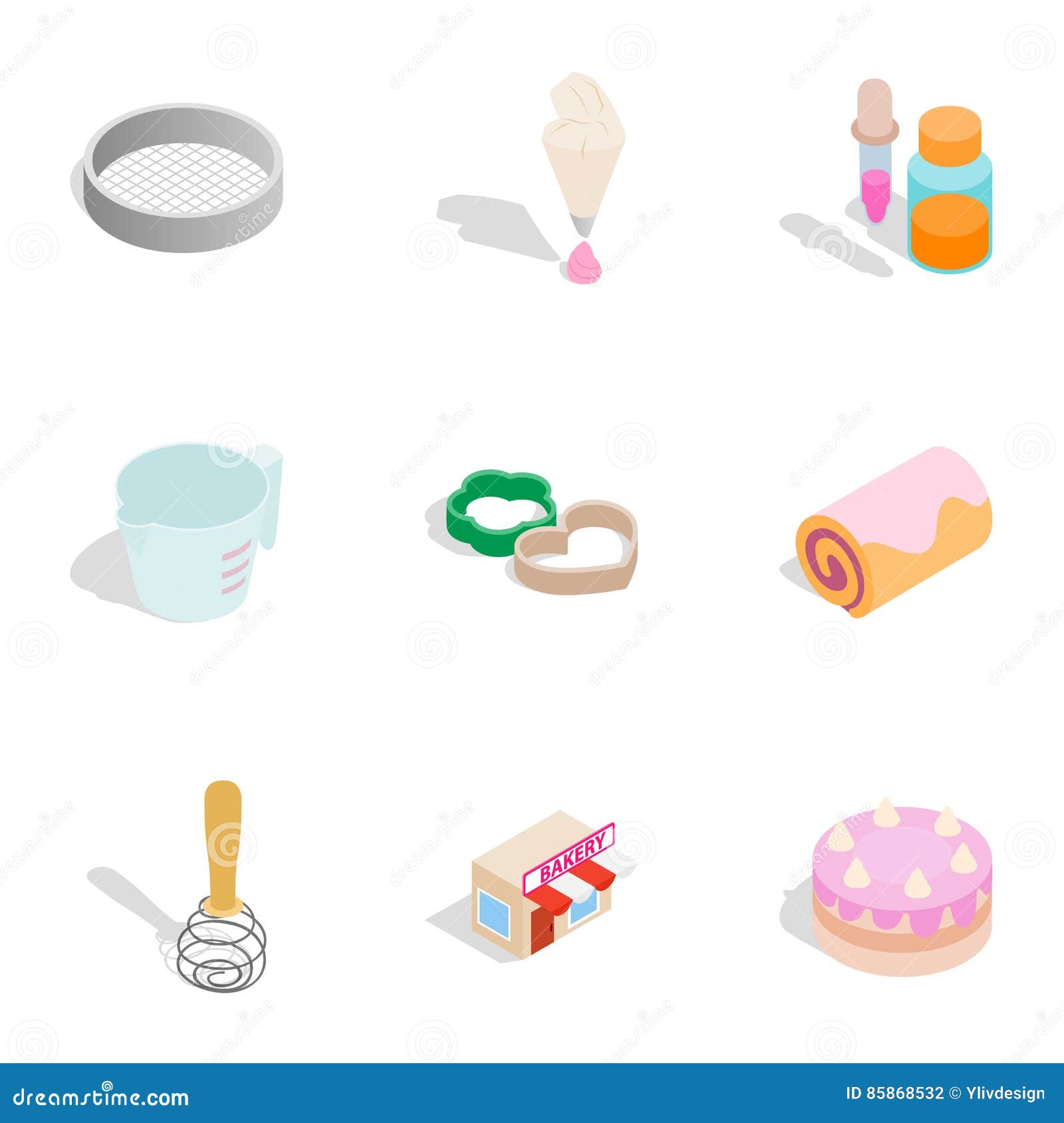 Baking Elements Icons, Isometric 3d Style Stock Vector - Illustration ...