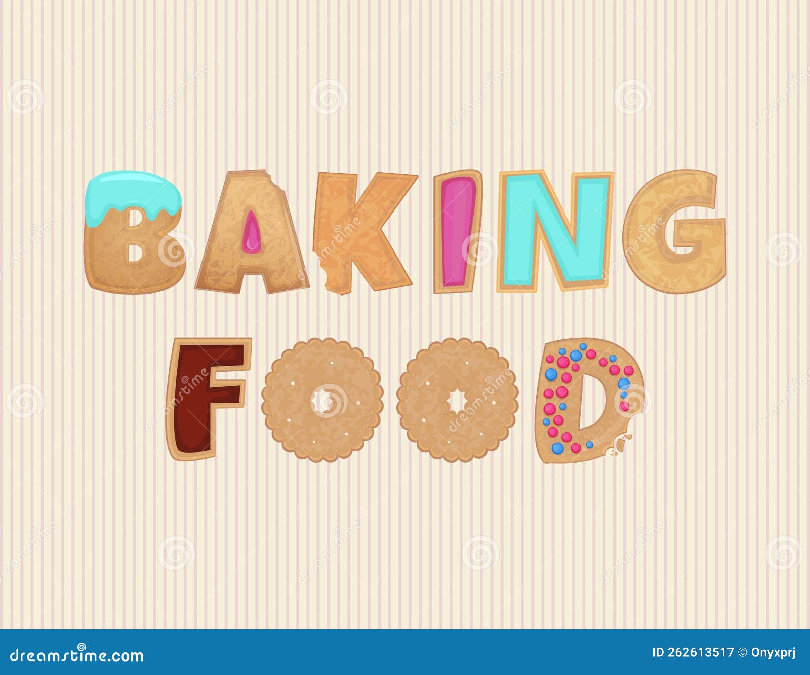 Baking Food. Decorative Title Visualization with Funny Letters Vector ...