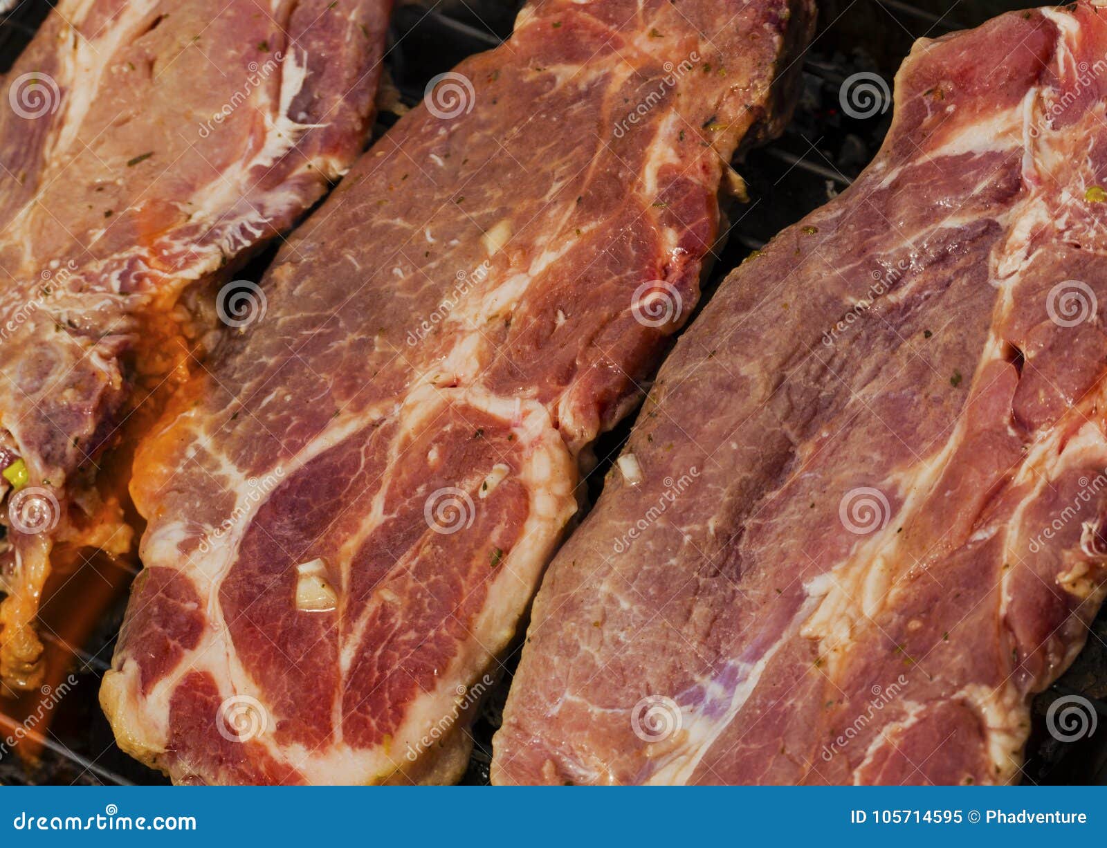 Baking fresh meat on grill stock image. Image of grill - 105714595