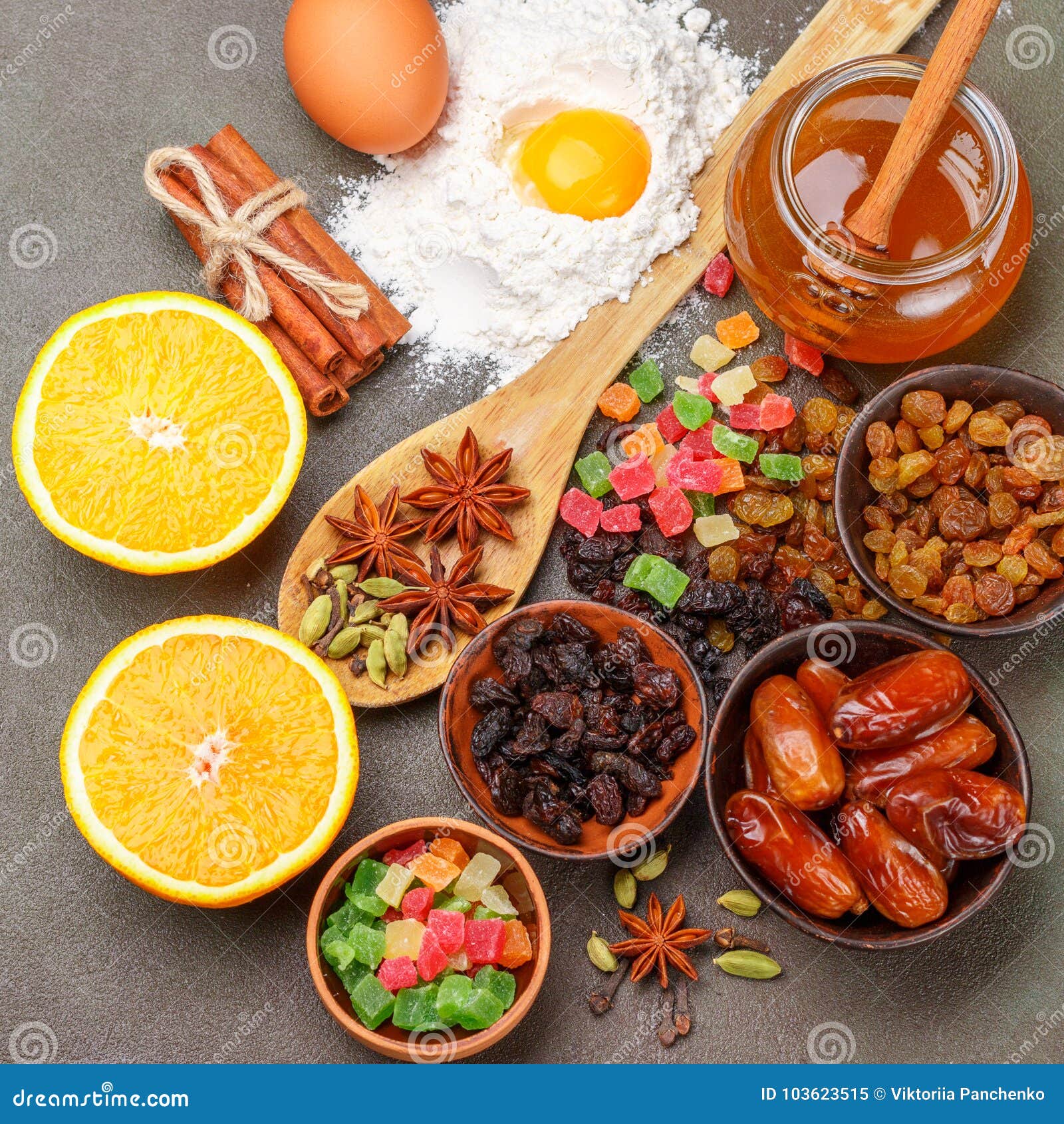 Baking a Fruitcake. the Ingredients on the Table Stock Image - Image of ...