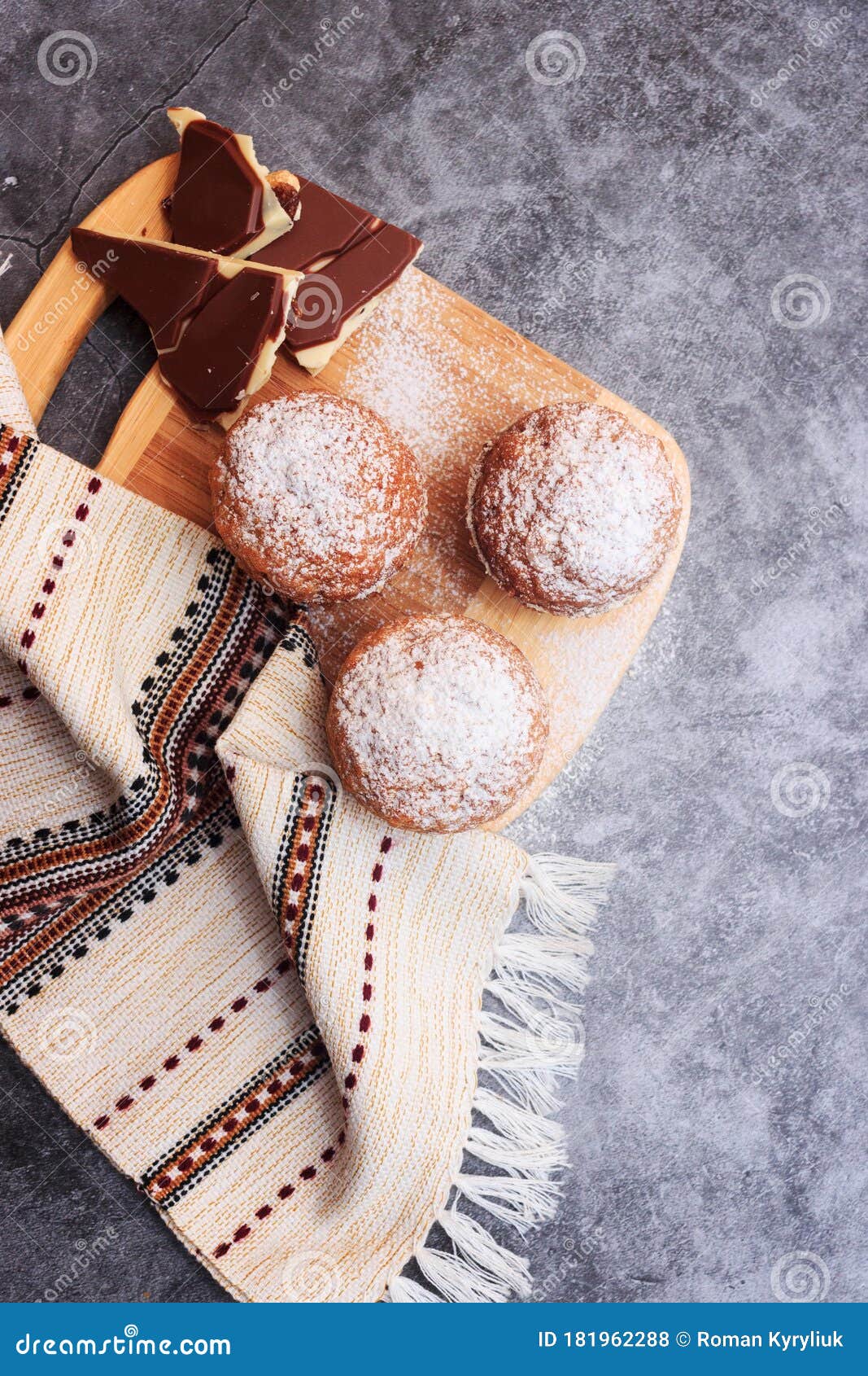 Baking on a Gray Background with a Napkin Stock Photo - Image of tasty ...